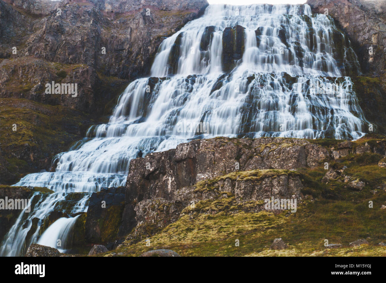 Wild dramatic waterfall in Westfjords Stock Photo - Alamy