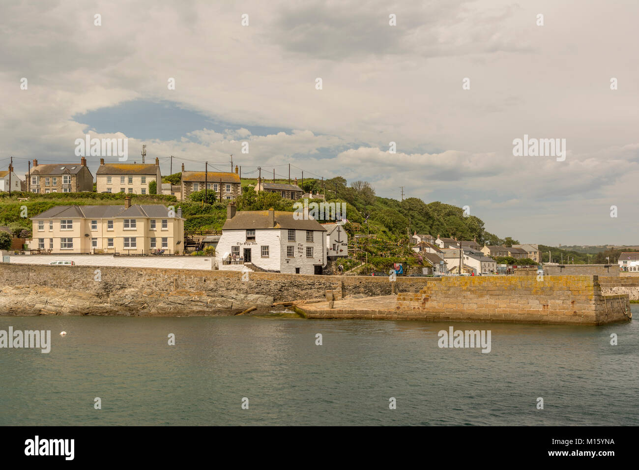 The Ship Inn (white building), Porthleven, Cornwall, UK Stock Photo - Alamy
