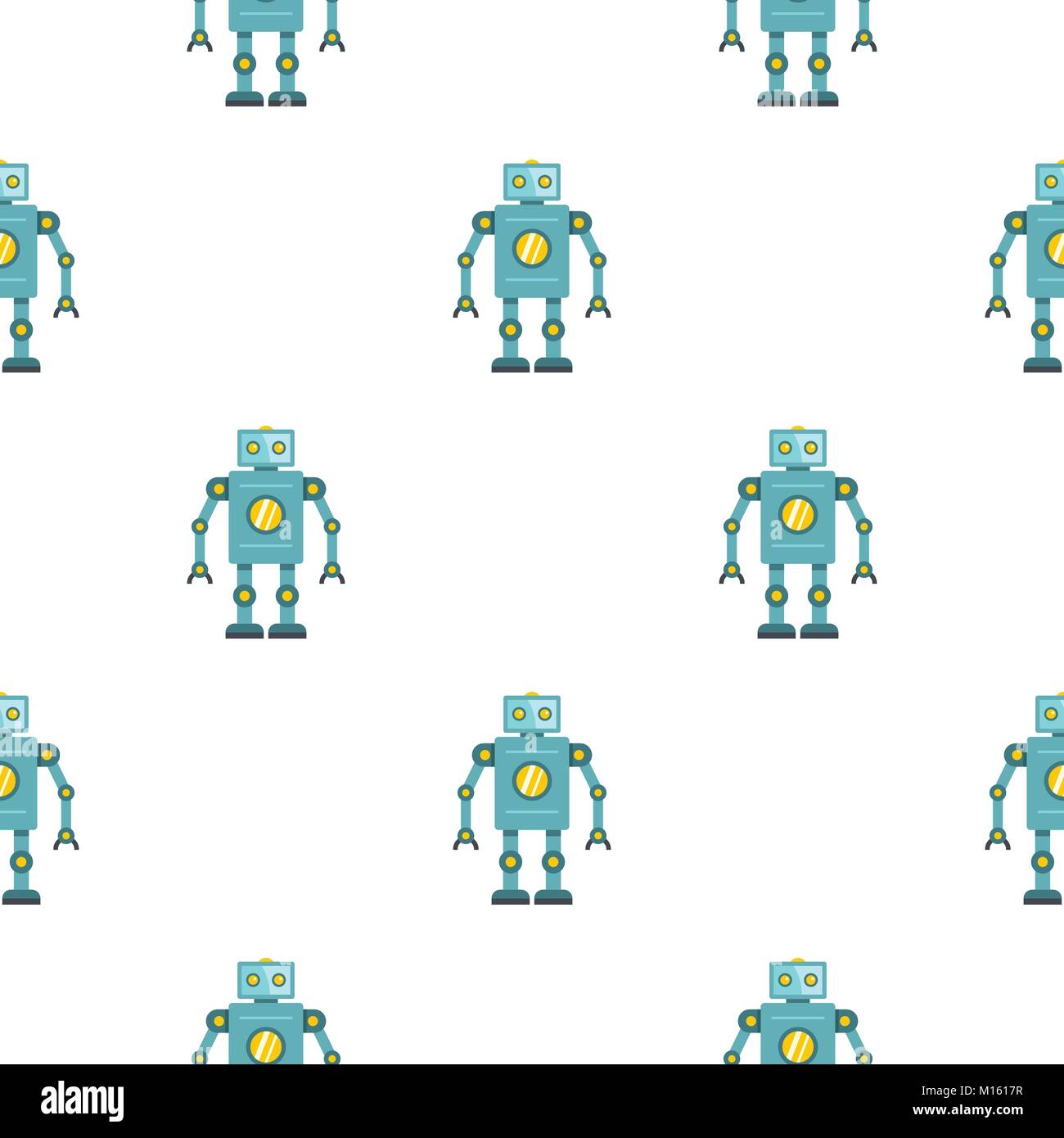 Blue retro robot pattern seamless Stock Vector Image & Art - Alamy