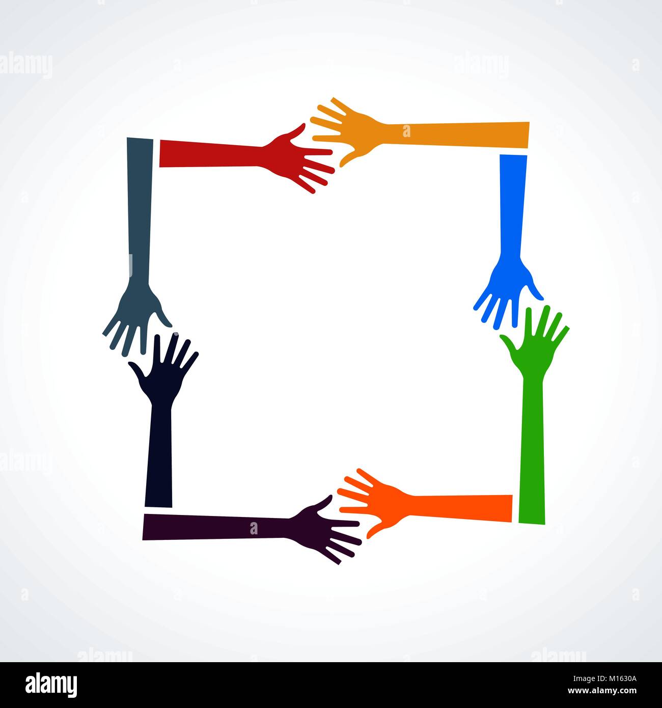 Vector Multiracial Human Hands in a Square Stock Vector Image & Art - Alamy