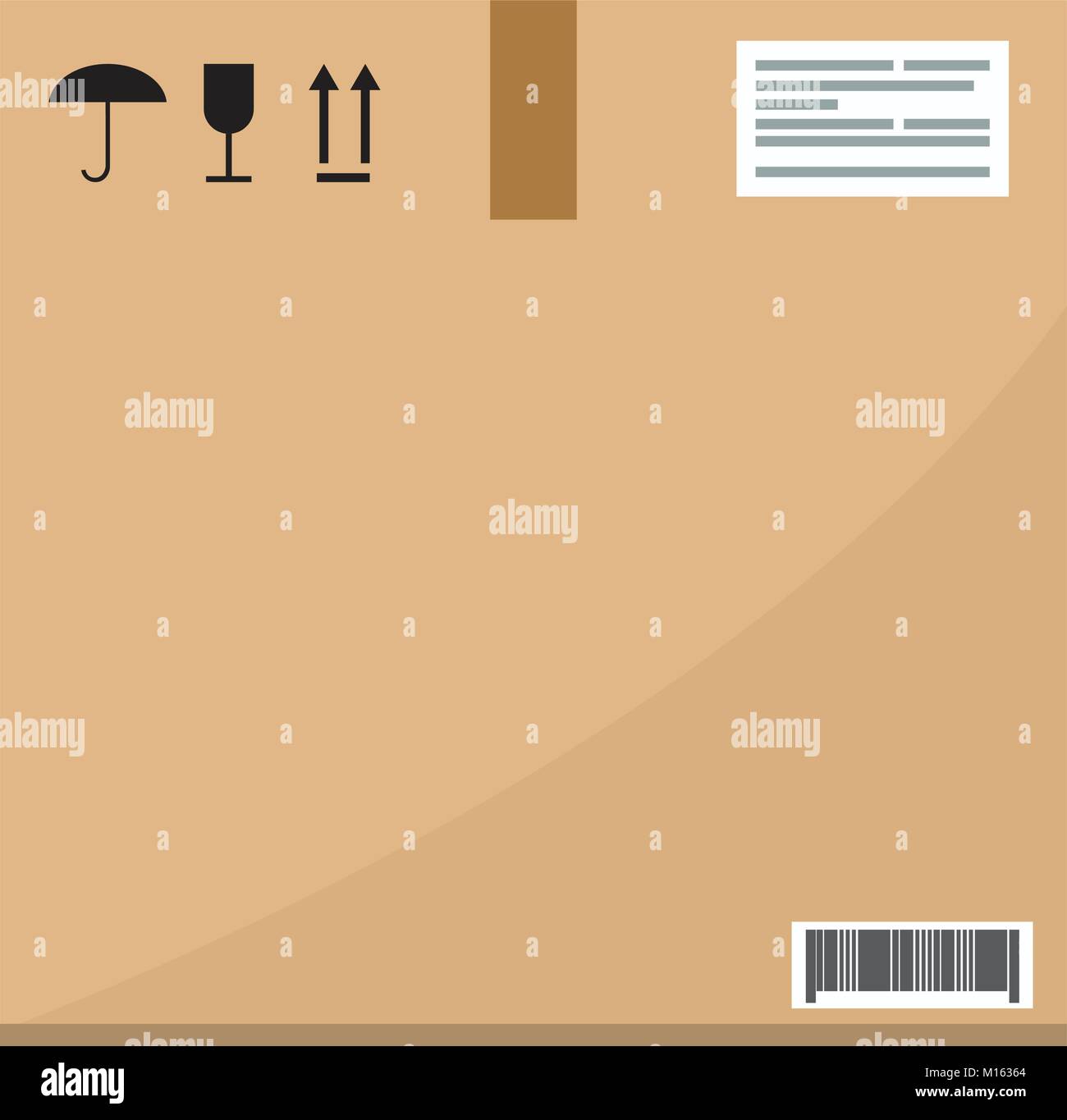 Cardboard carton container box package s side view with labels and tape ...