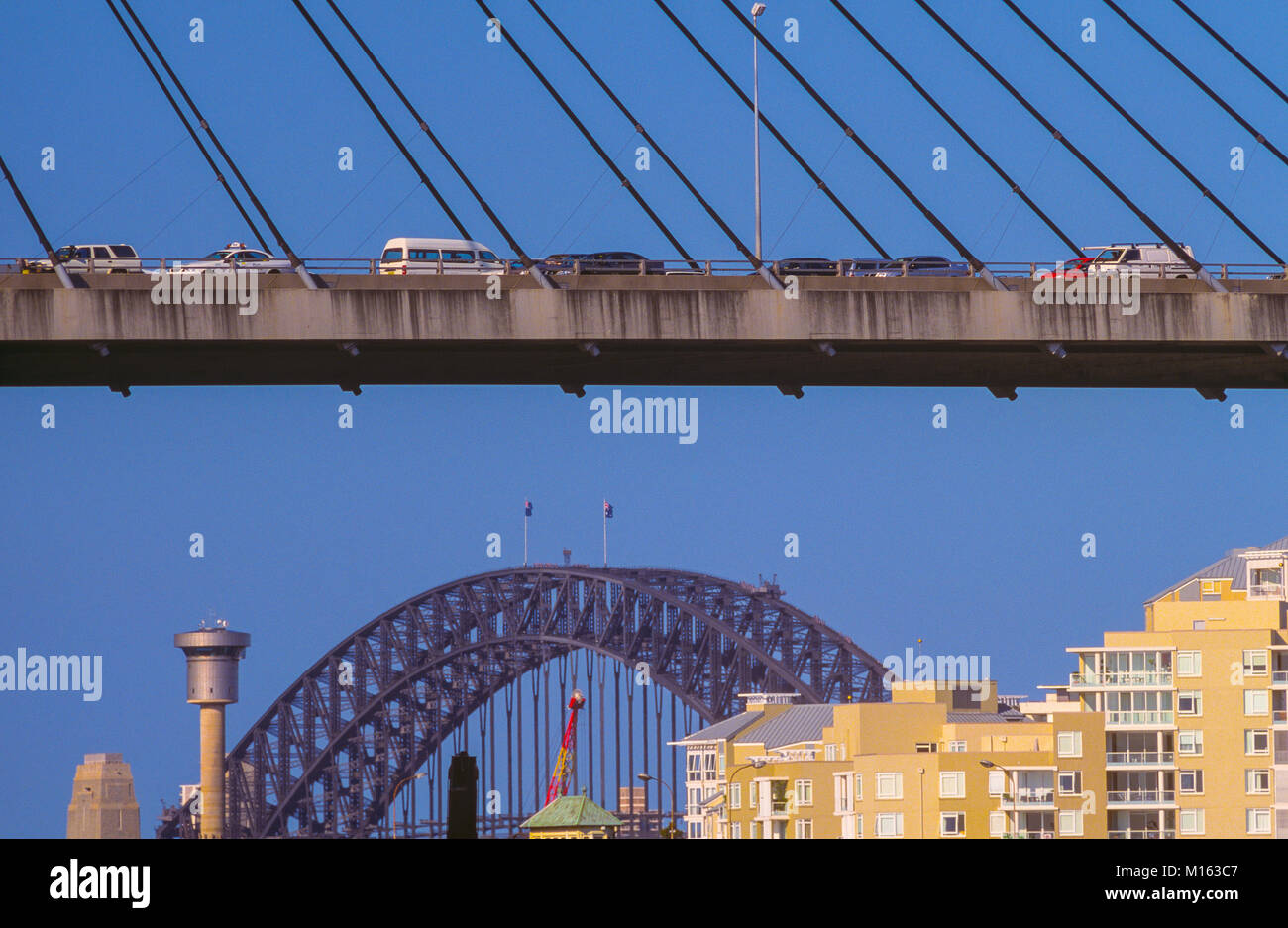 The Anzac Bridge is an 8-lane cable-stayed bridge spanning Johnstons ...