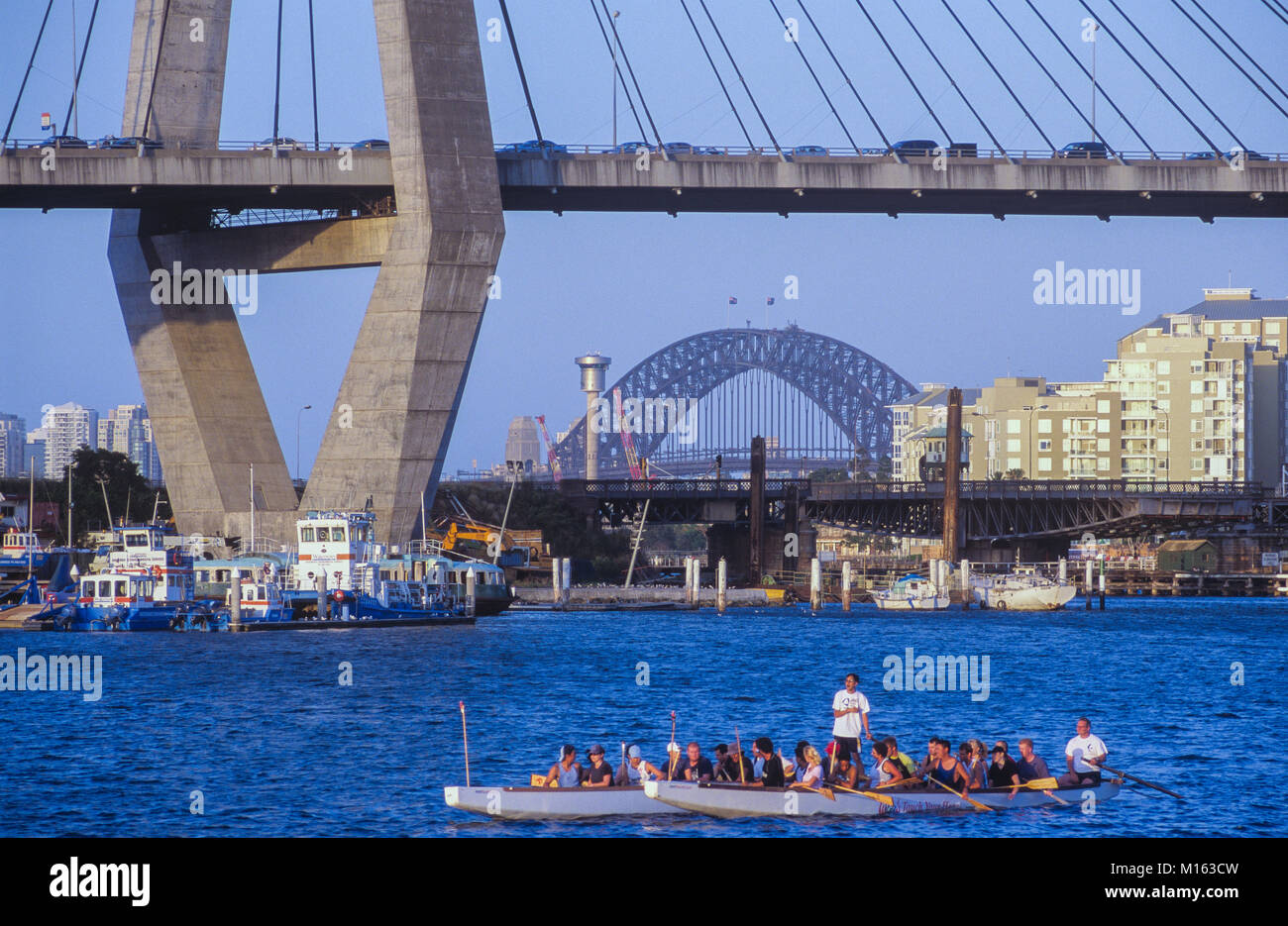 The Anzac Bridge is an 8-lane cable-stayed bridge spanning Johnstons ...