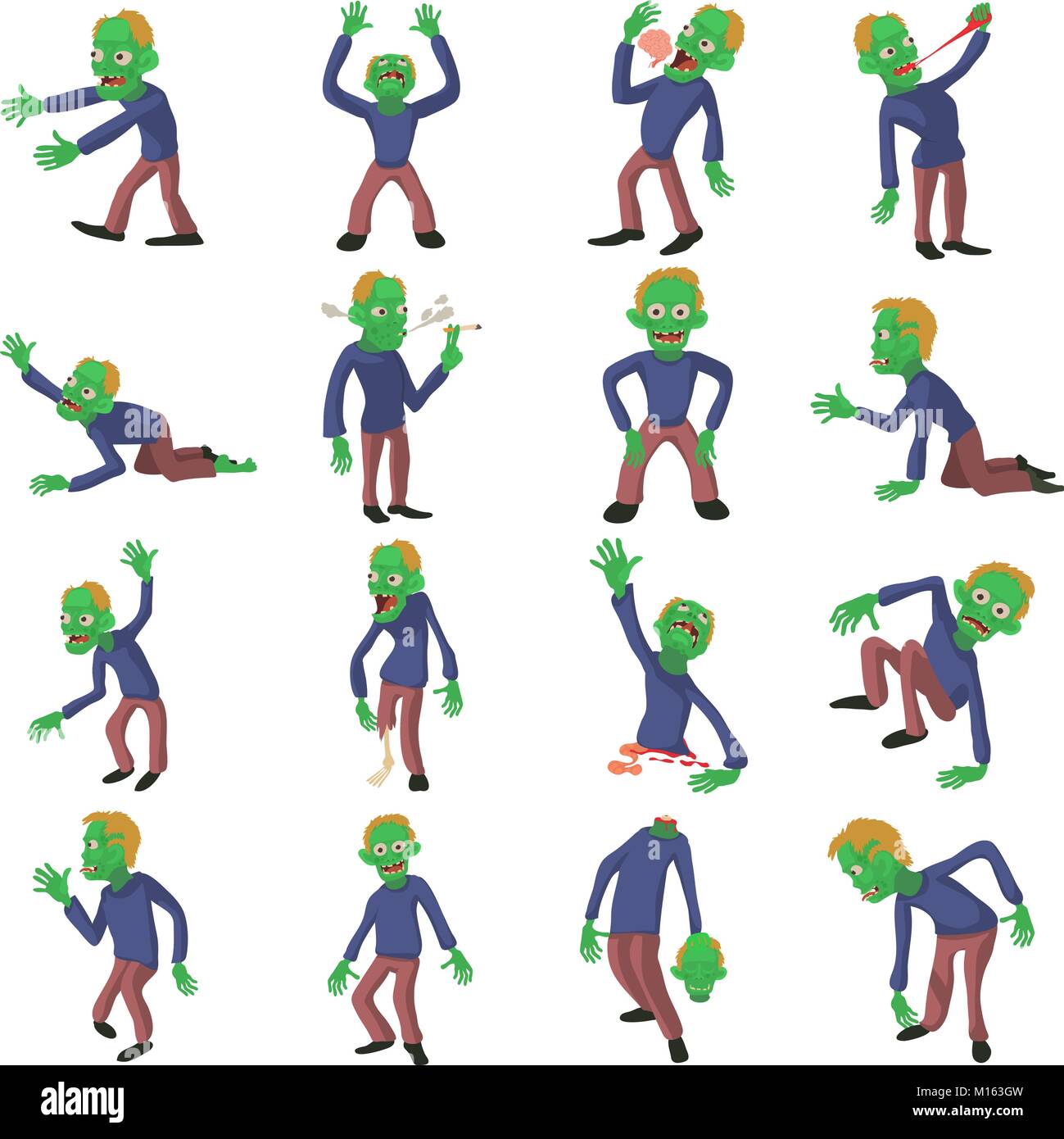 Zombie poses icons set, cartoon style Stock Vector Image & Art - Alamy