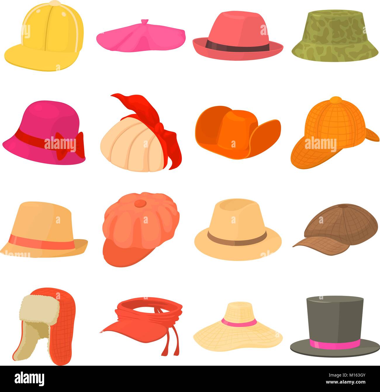 Hat types icons set headdress, cartoon style Stock Vector Image & Art ...