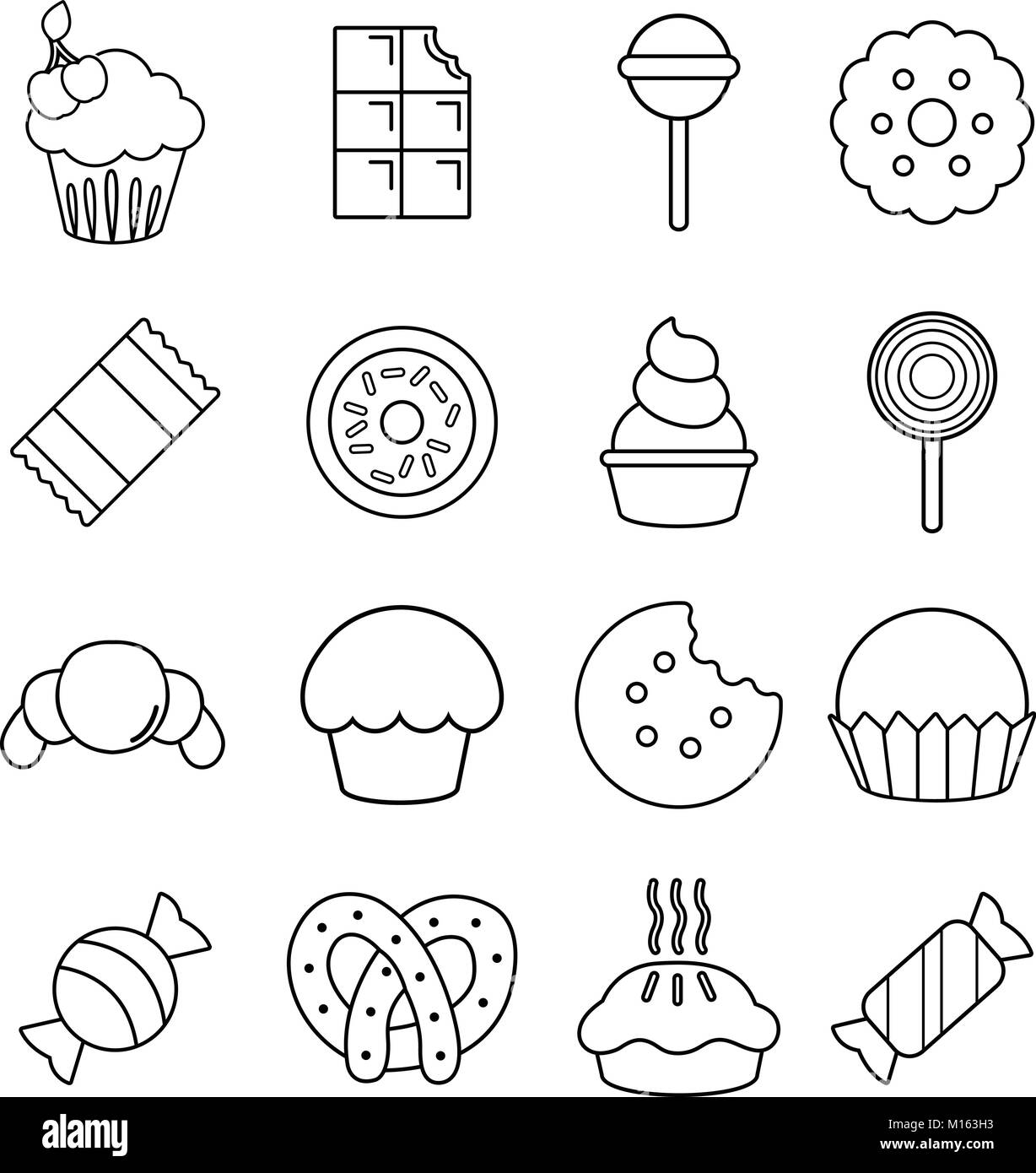 Sweets candy cakes icons set, outline style Stock Vector Image & Art - Alamy