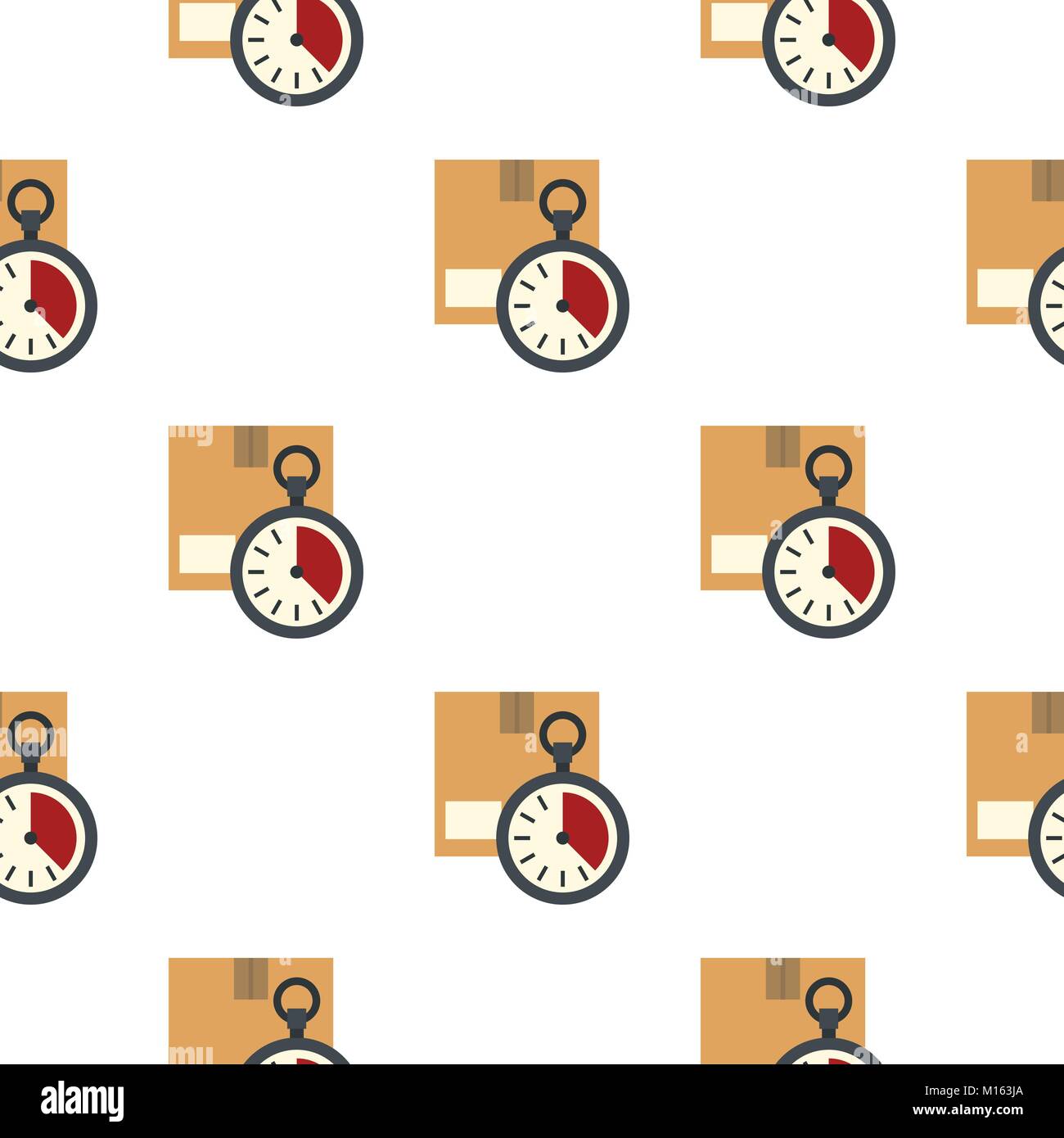 Cardboard box with stopwatch pattern flat Stock Vector Image & Art - Alamy