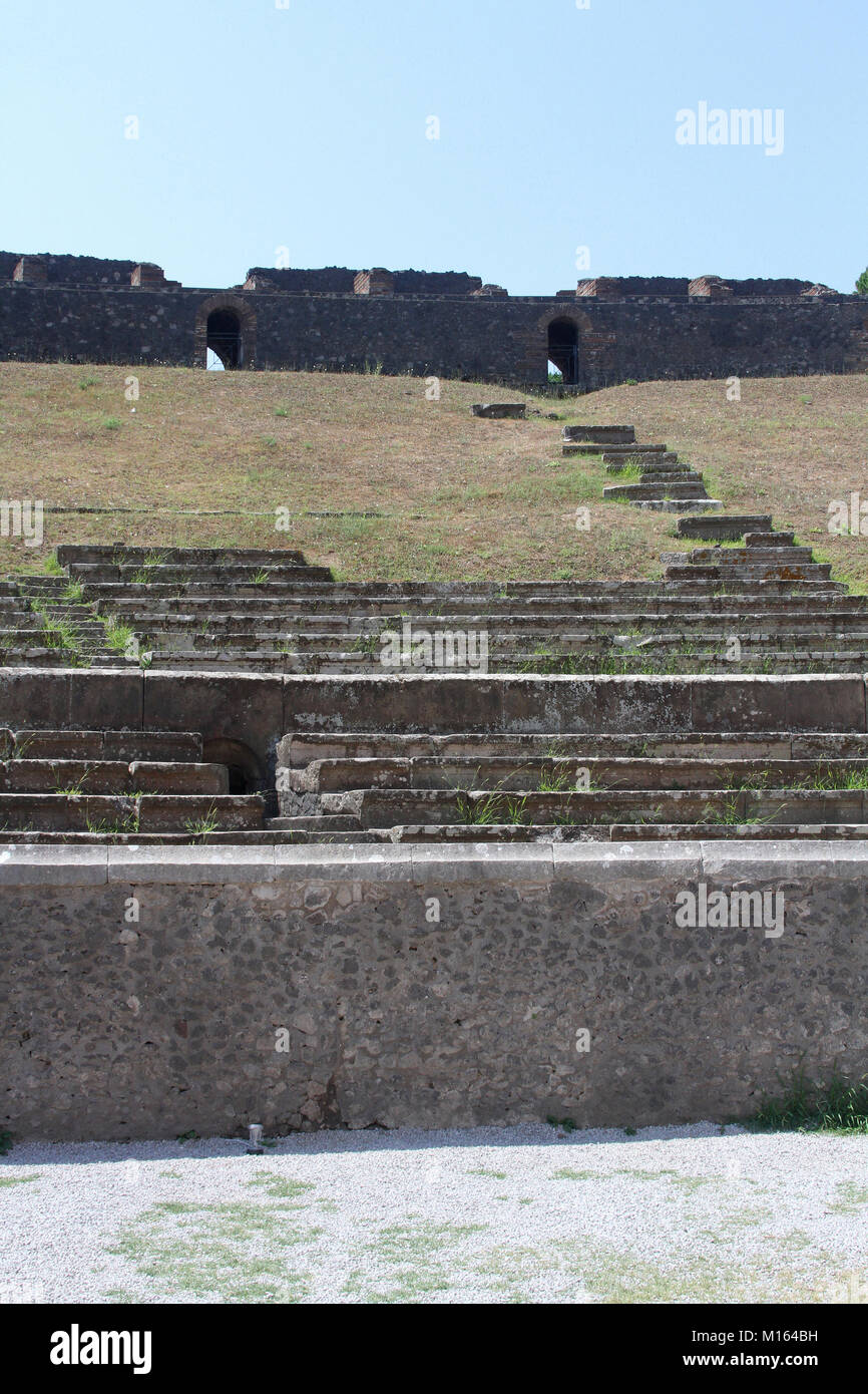 View of the outer amphitheatre steps of the Plywood Pyramid in Pompeii ...