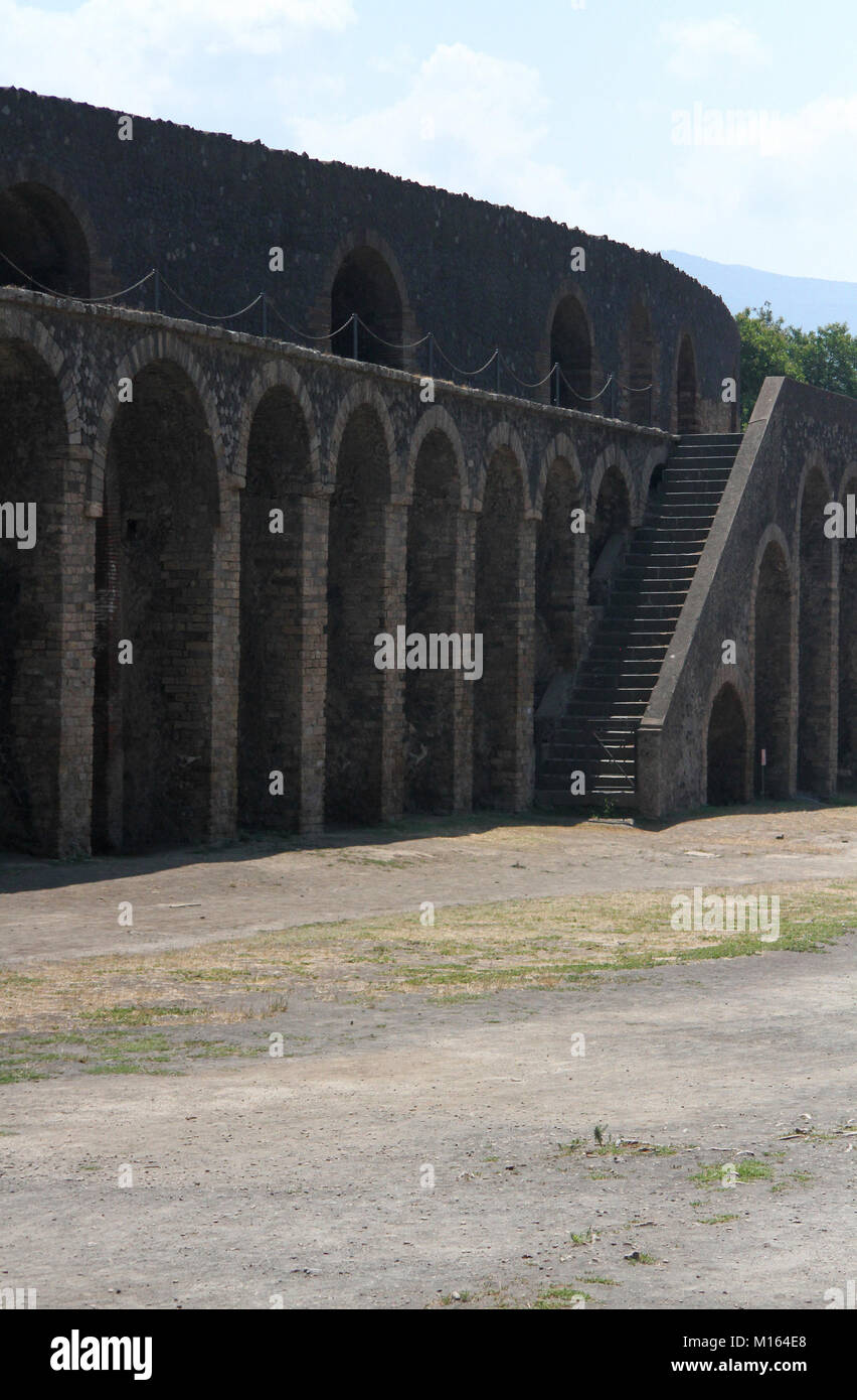 Exterior wall of the Amphitheatre surrounding the plywood pyramid ...