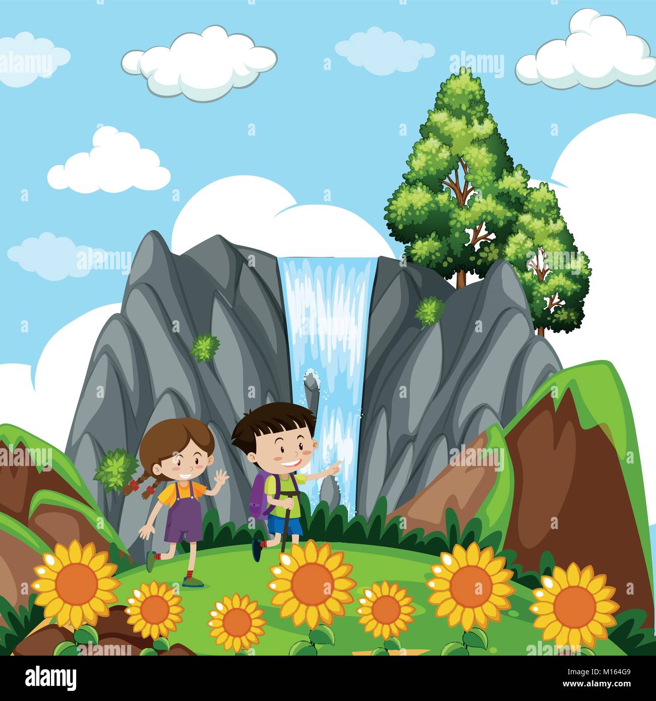 Child sunflower garden Stock Vector Images - Alamy