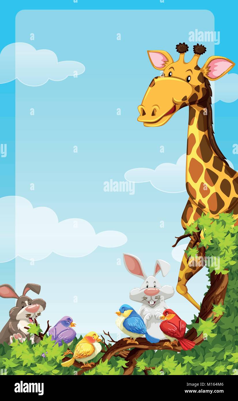 Background template with wild animals illustration Stock Vector Image ...