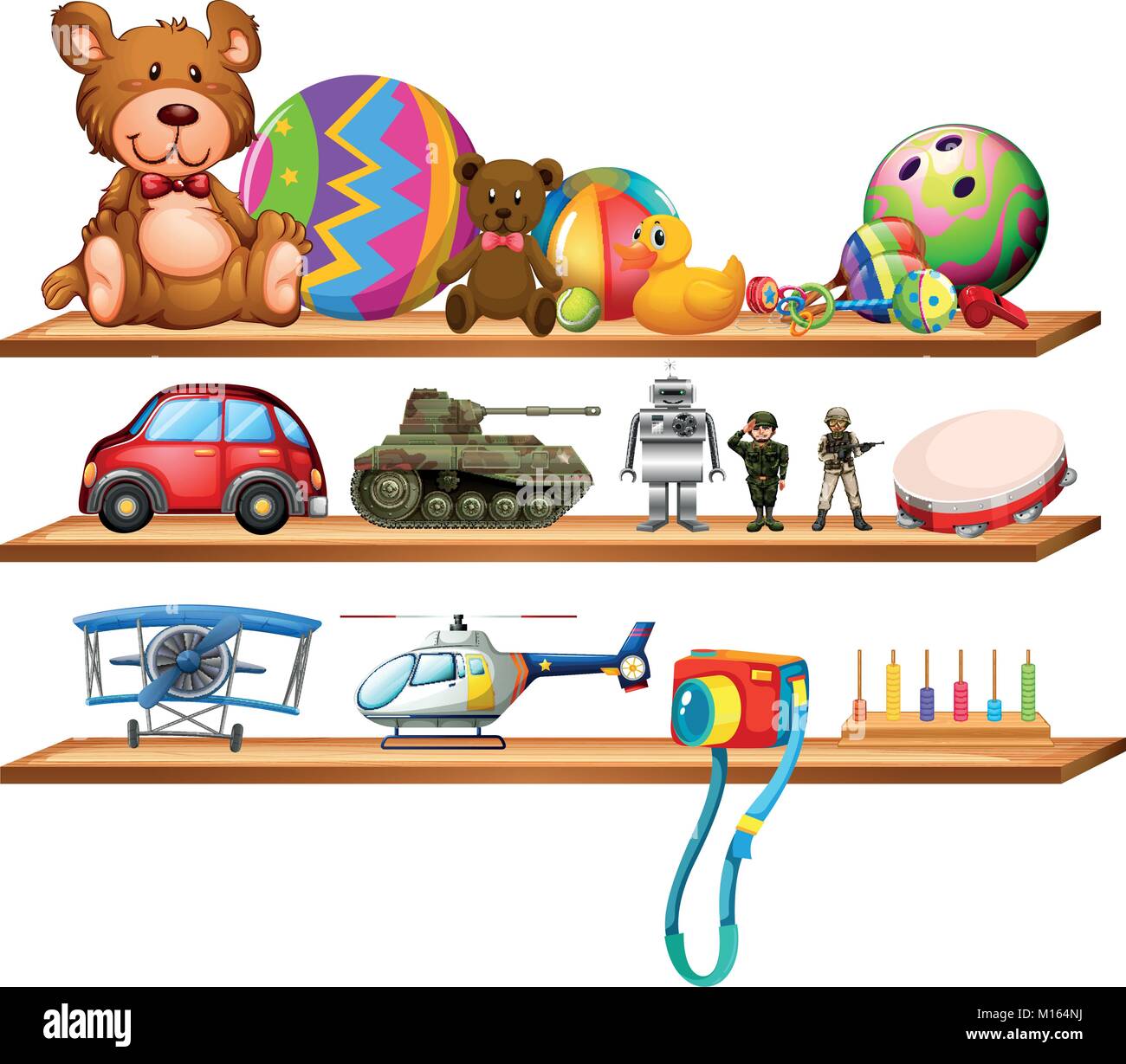 Wooden shelves vector vectors Cut Out Stock Images & Pictures - Alamy