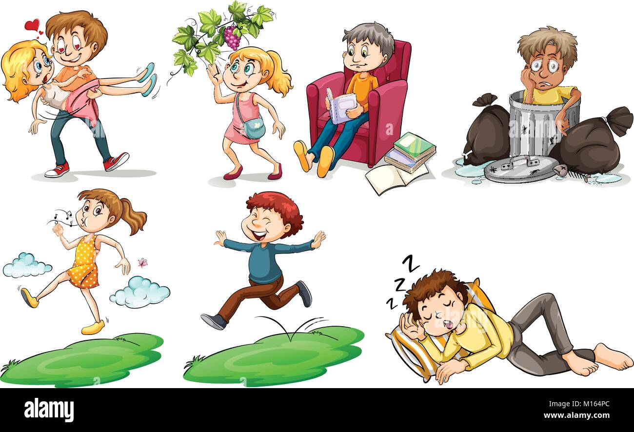 People in different actions illustration Stock Vector Image & Art - Alamy
