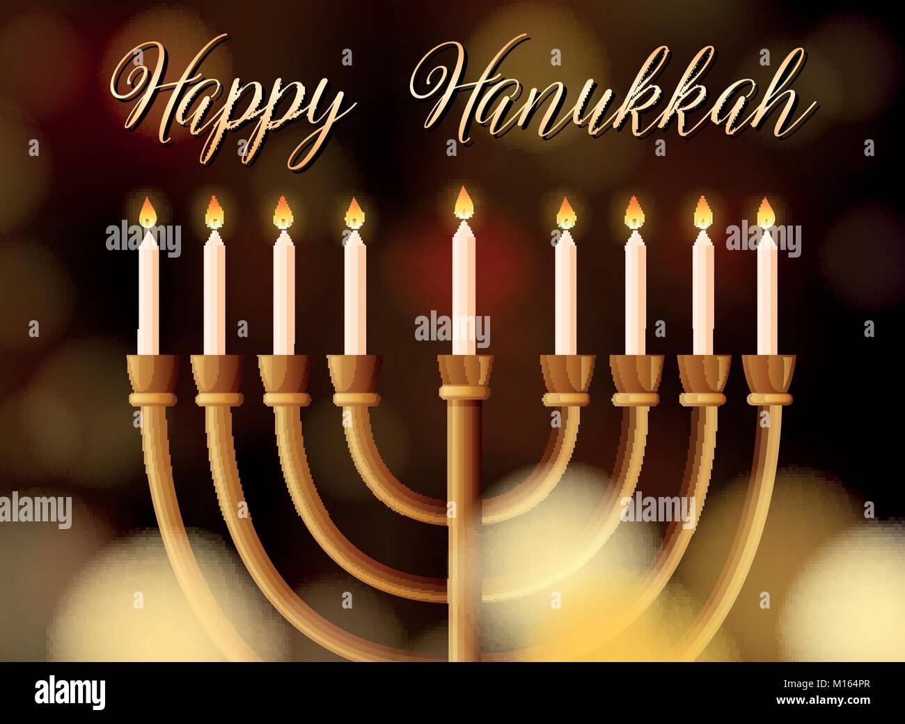 Happy Hanukkah card template with light illustration Stock Vector Image ...