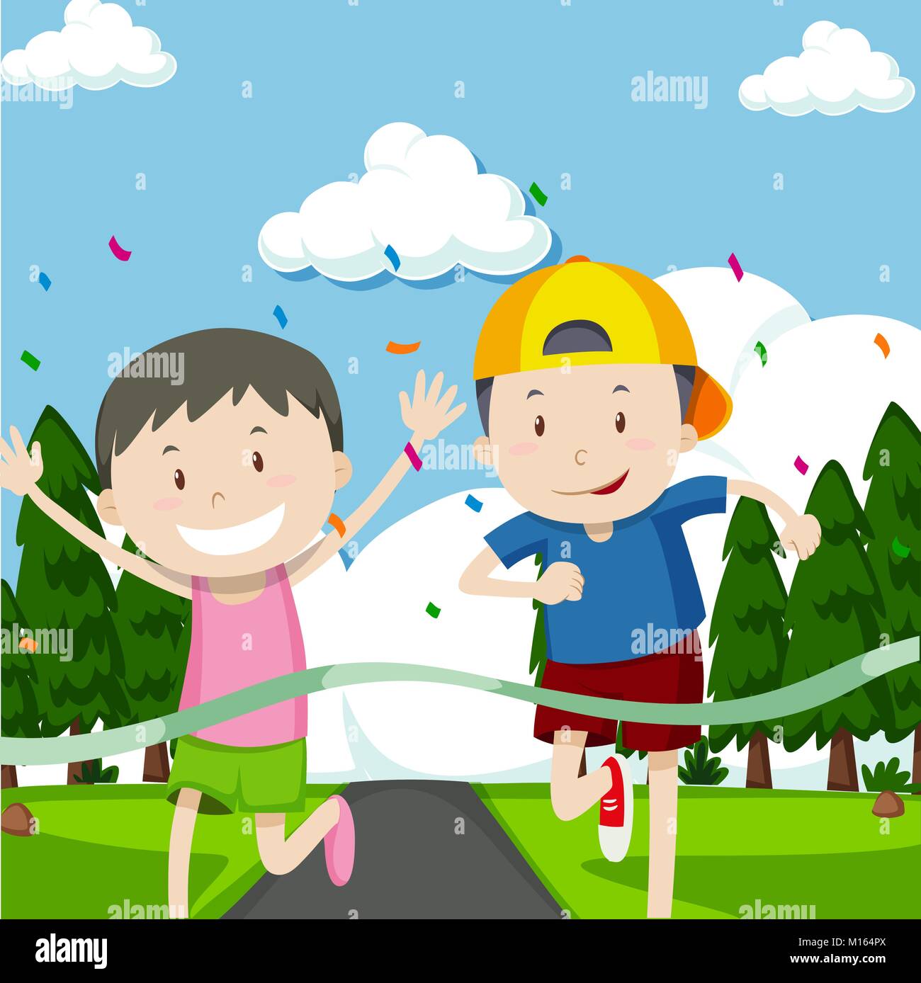 Two boys running in race illustration Stock Vector Image & Art - Alamy