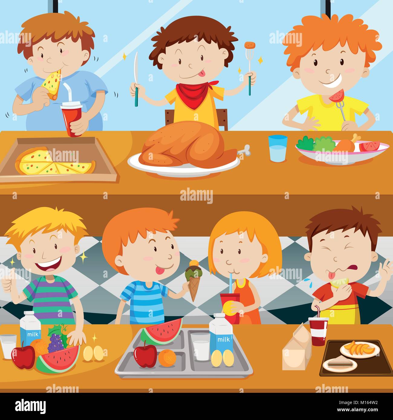 Student in cafeteria Stock Vector Images - Alamy