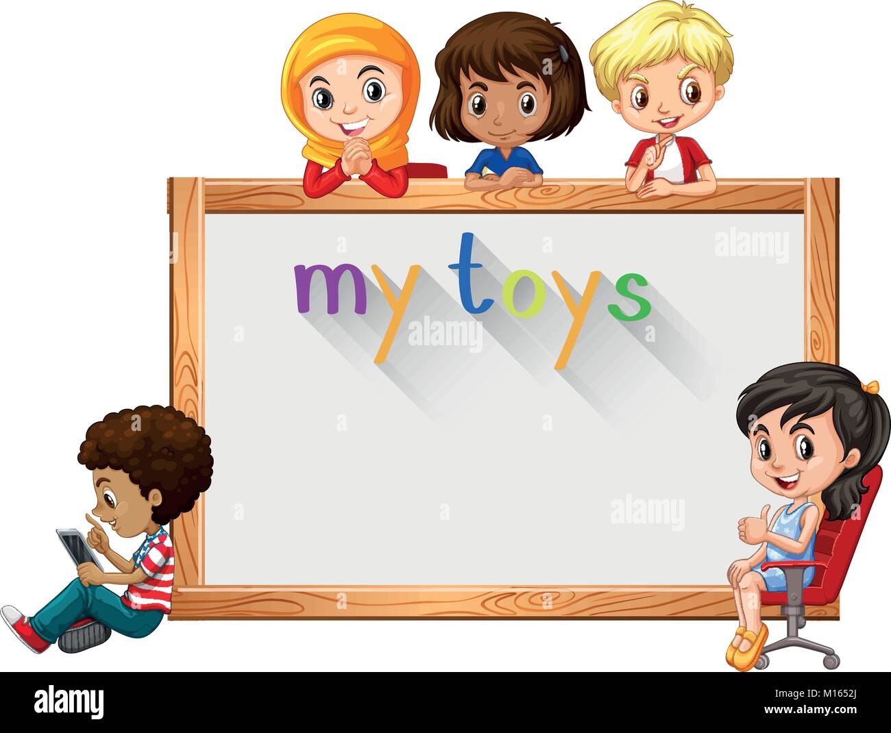 Frame template with kids and toys illustration Stock Vector Image & Art ...