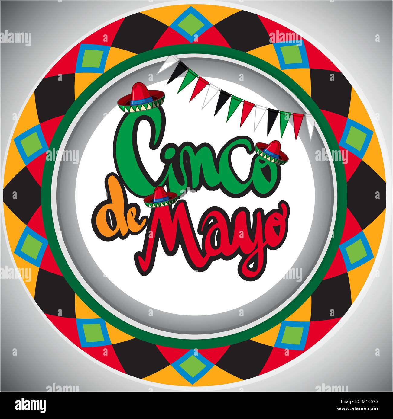 Cinco de Mayo card template with round design illustration Stock Vector ...