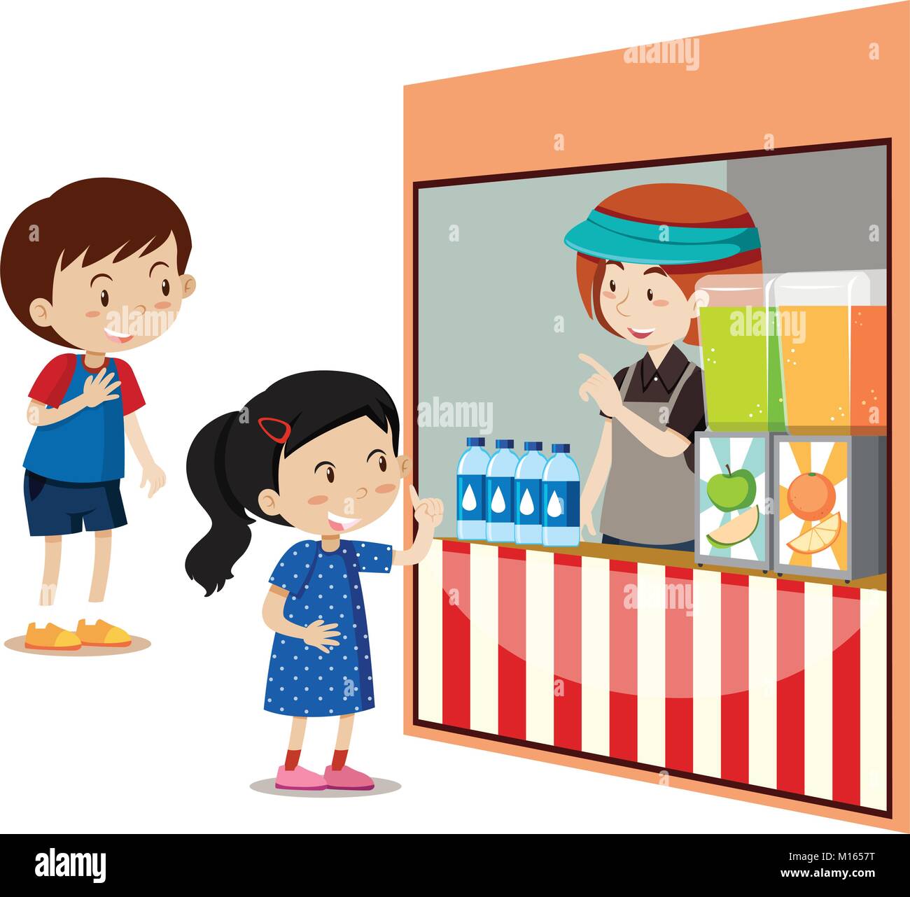 Children buying drinks at the store illustration Stock Vector Image ...