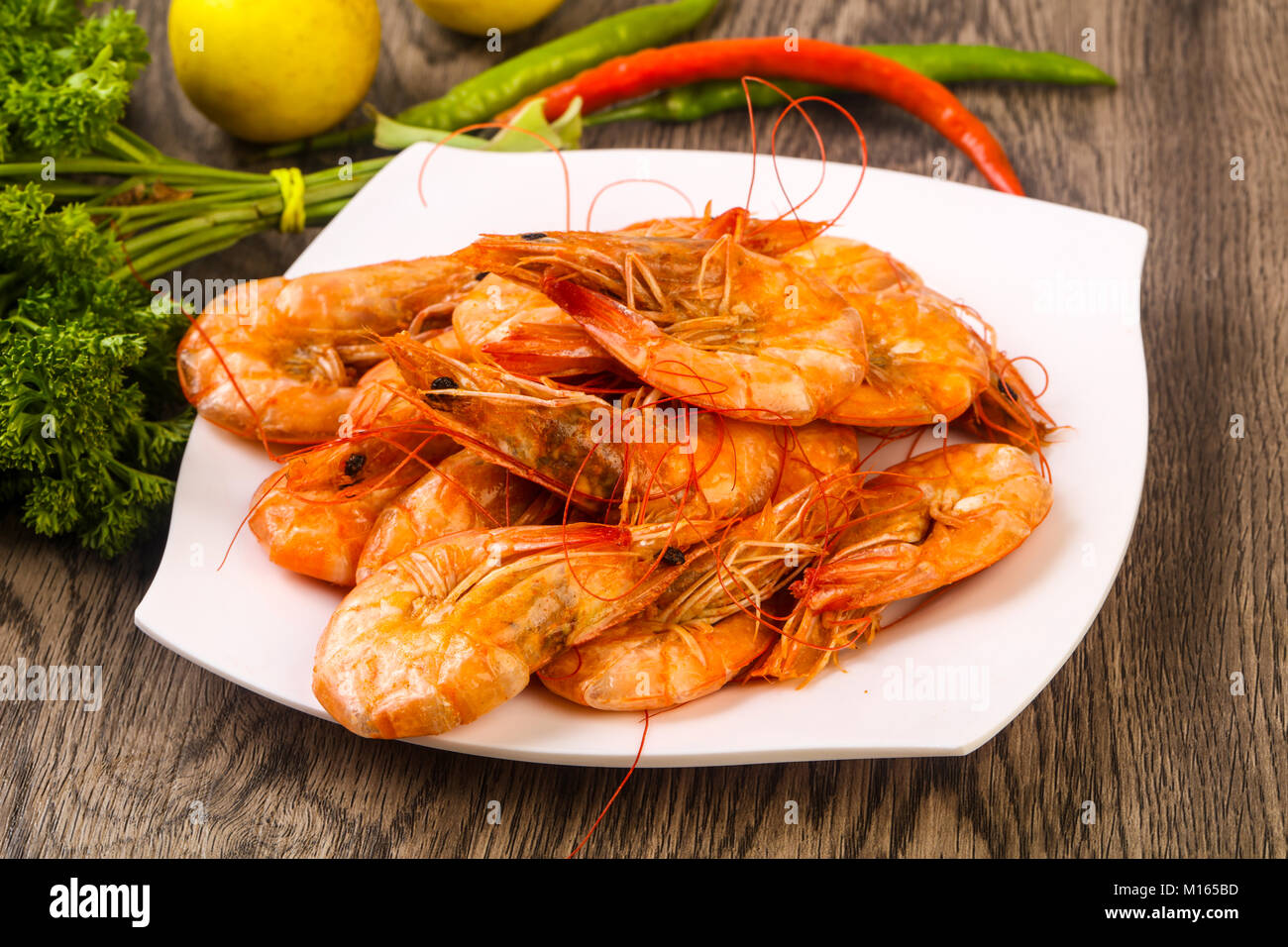 Boiled prawns in the bowl - ready for eat Stock Photo - Alamy