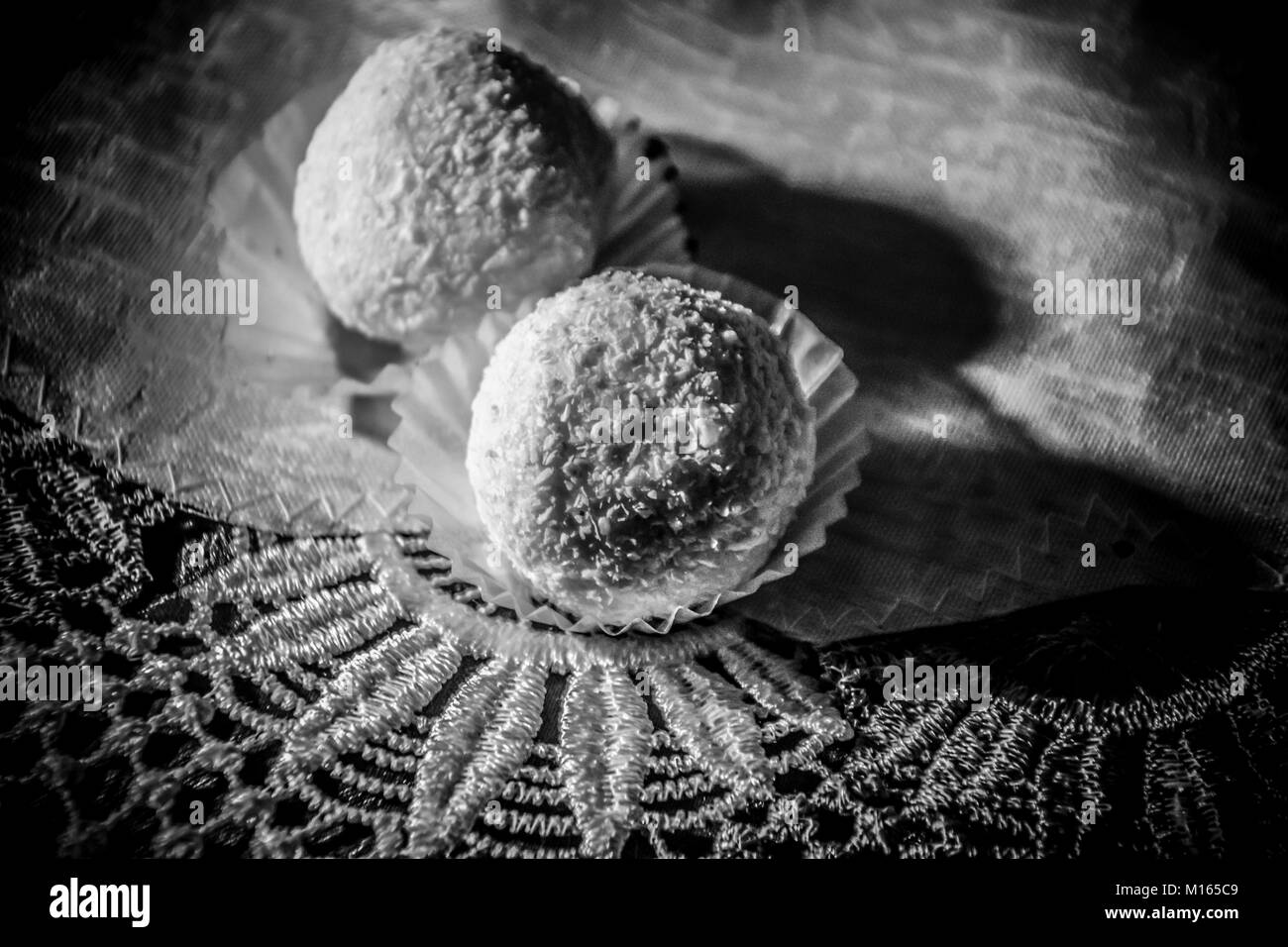 Sweet cookies on table Black and White Stock Photos & Images - Alamy