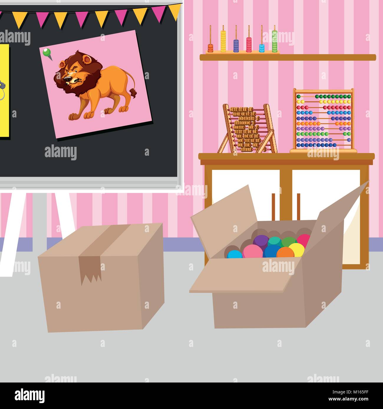 Two cardboard boxes in classroom illustration Stock Vector Image & Art ...