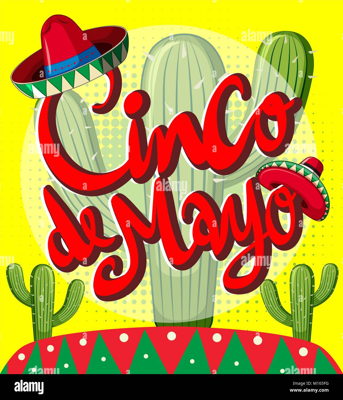 Cinco de Mayo card template with cactus plants illustration Stock ...
