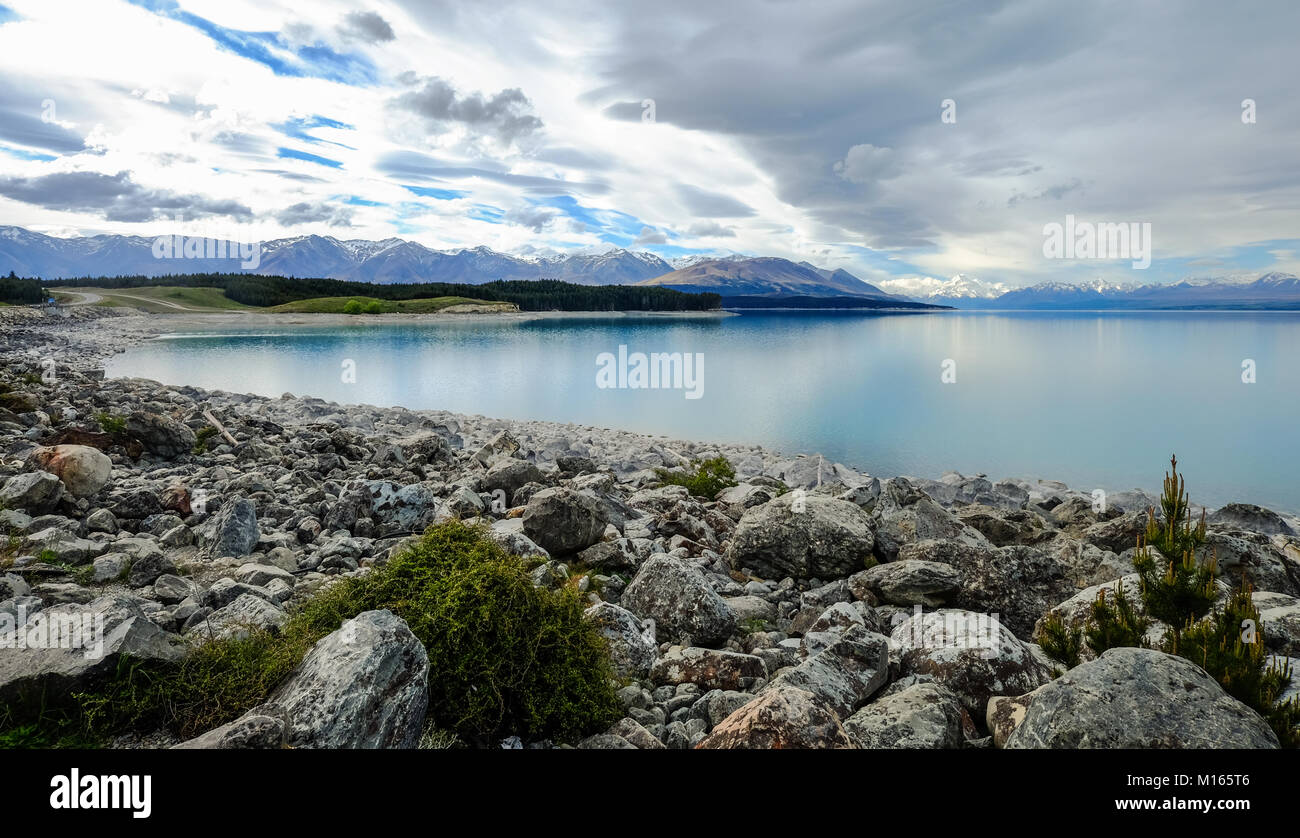 Beautiful view of Lake Manapouri in South Island, New Zealand Stock ...