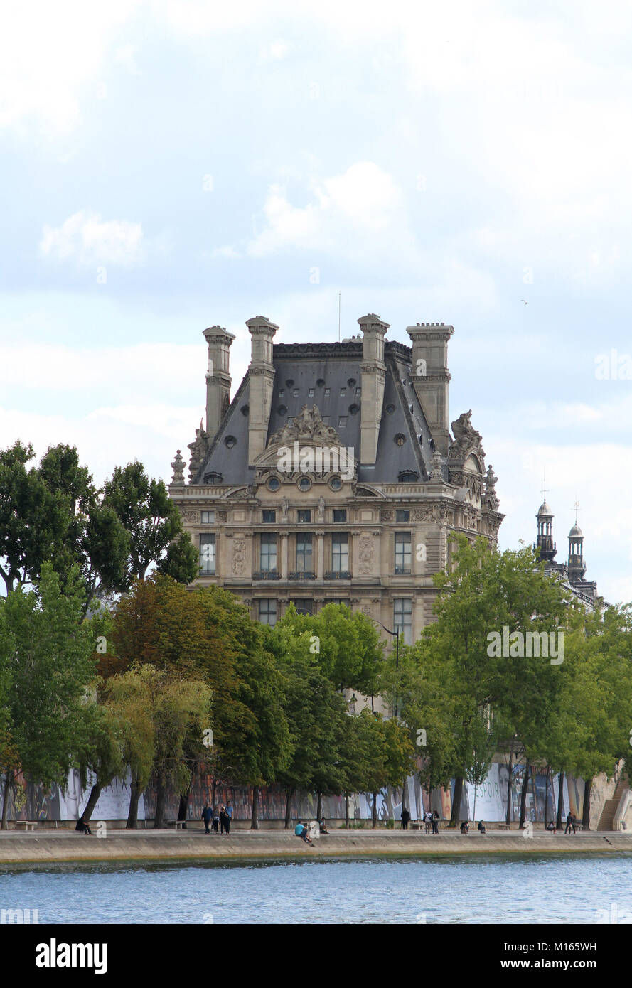 View of Louvre Museum from the Seine river, Paris, France Stock Photo ...