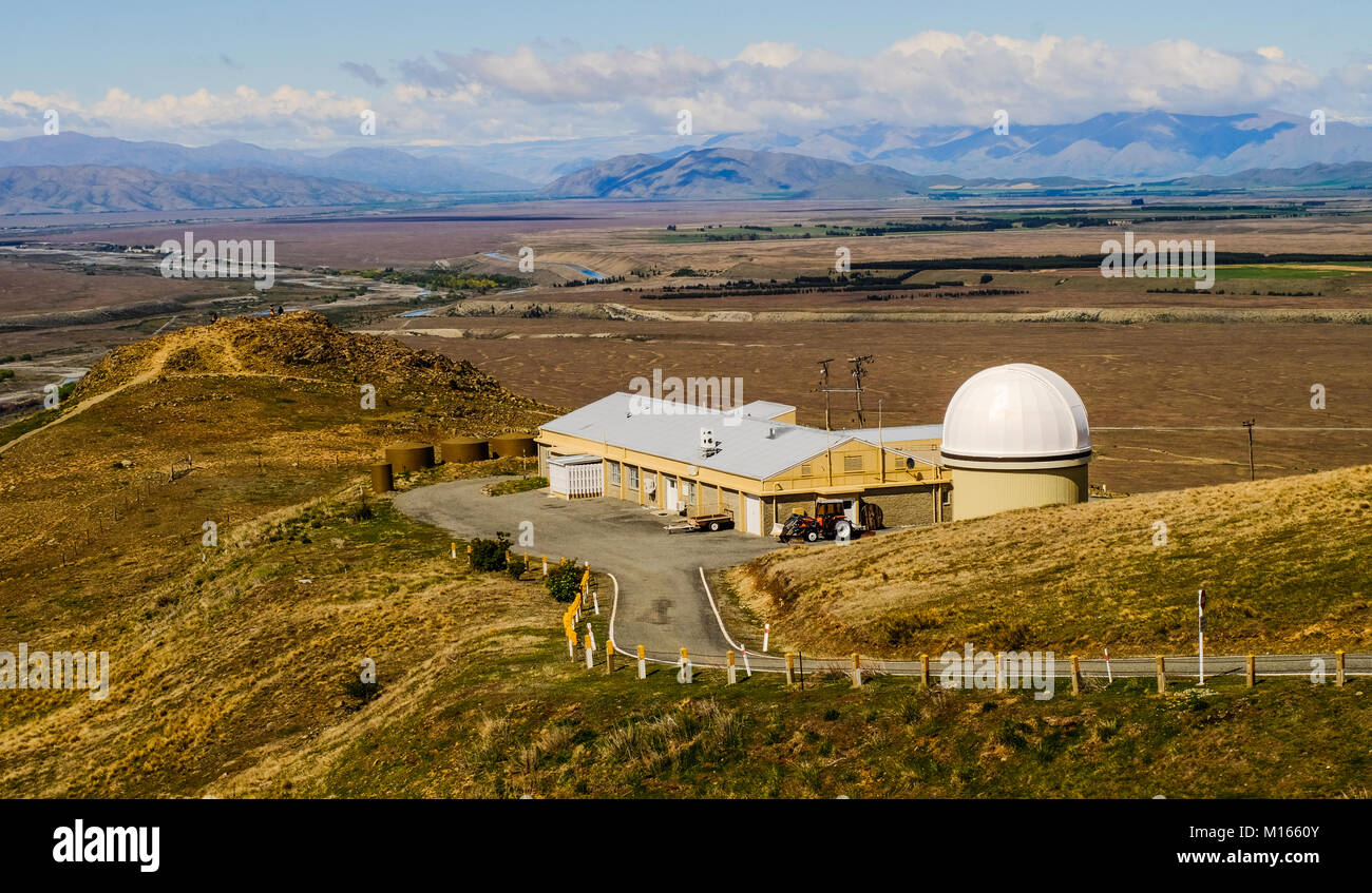 An observatory on Mount John in South Island of New Zealand Stock Photo ...