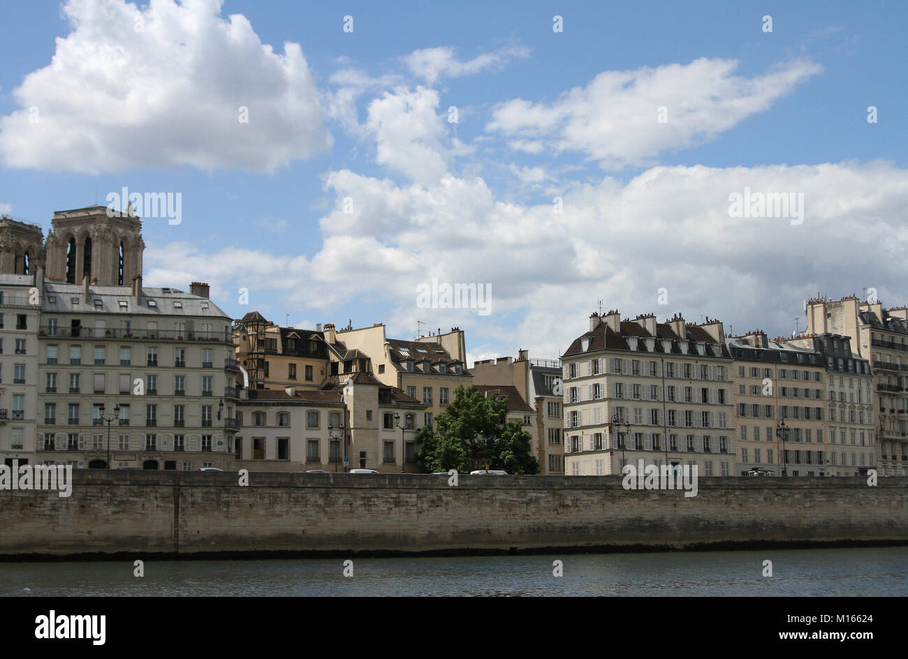 Apartment buildings along the Seine River, Paris, France Stock Photo ...