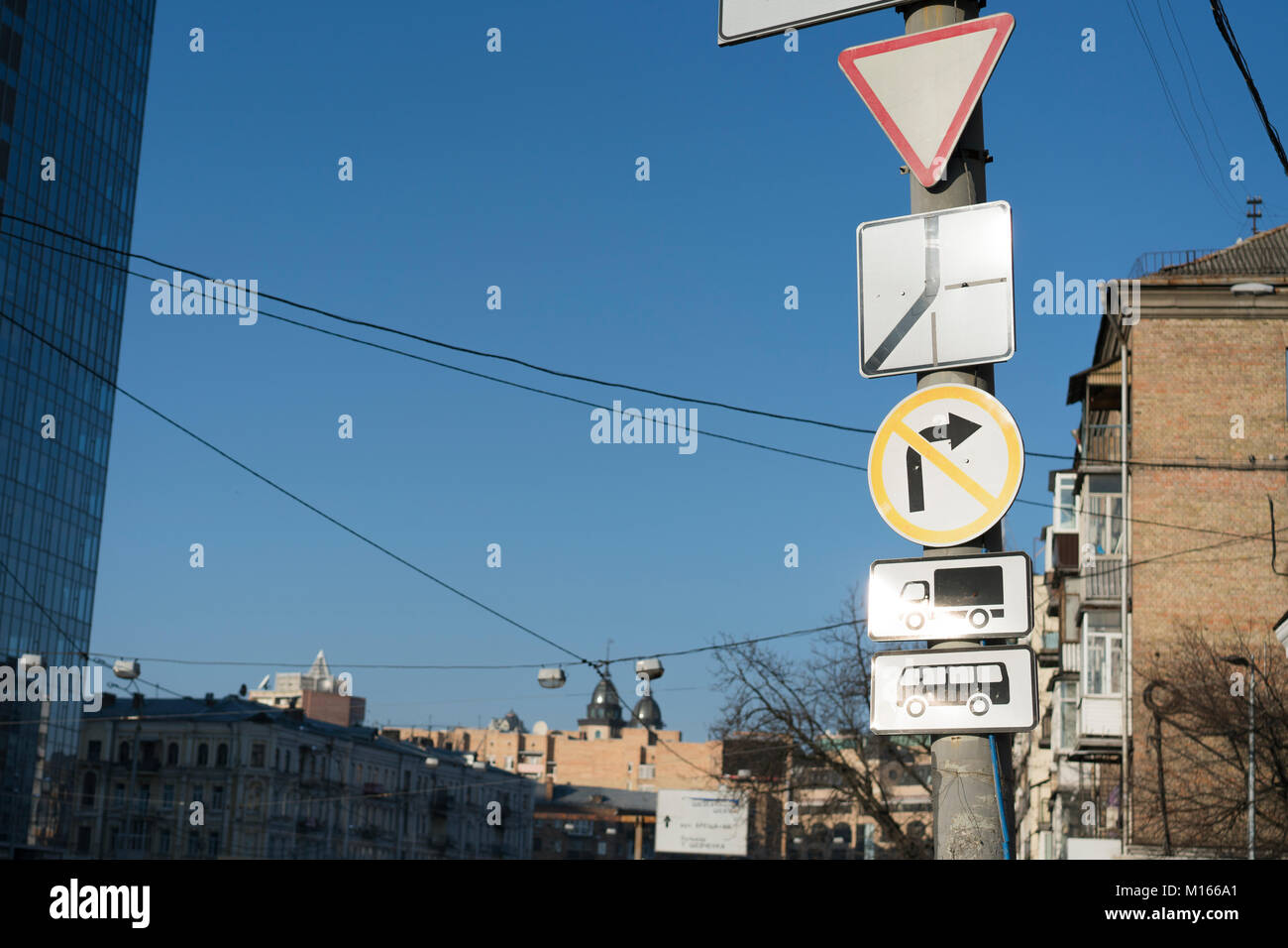 pillar with traffic signs Stock Photo - Alamy