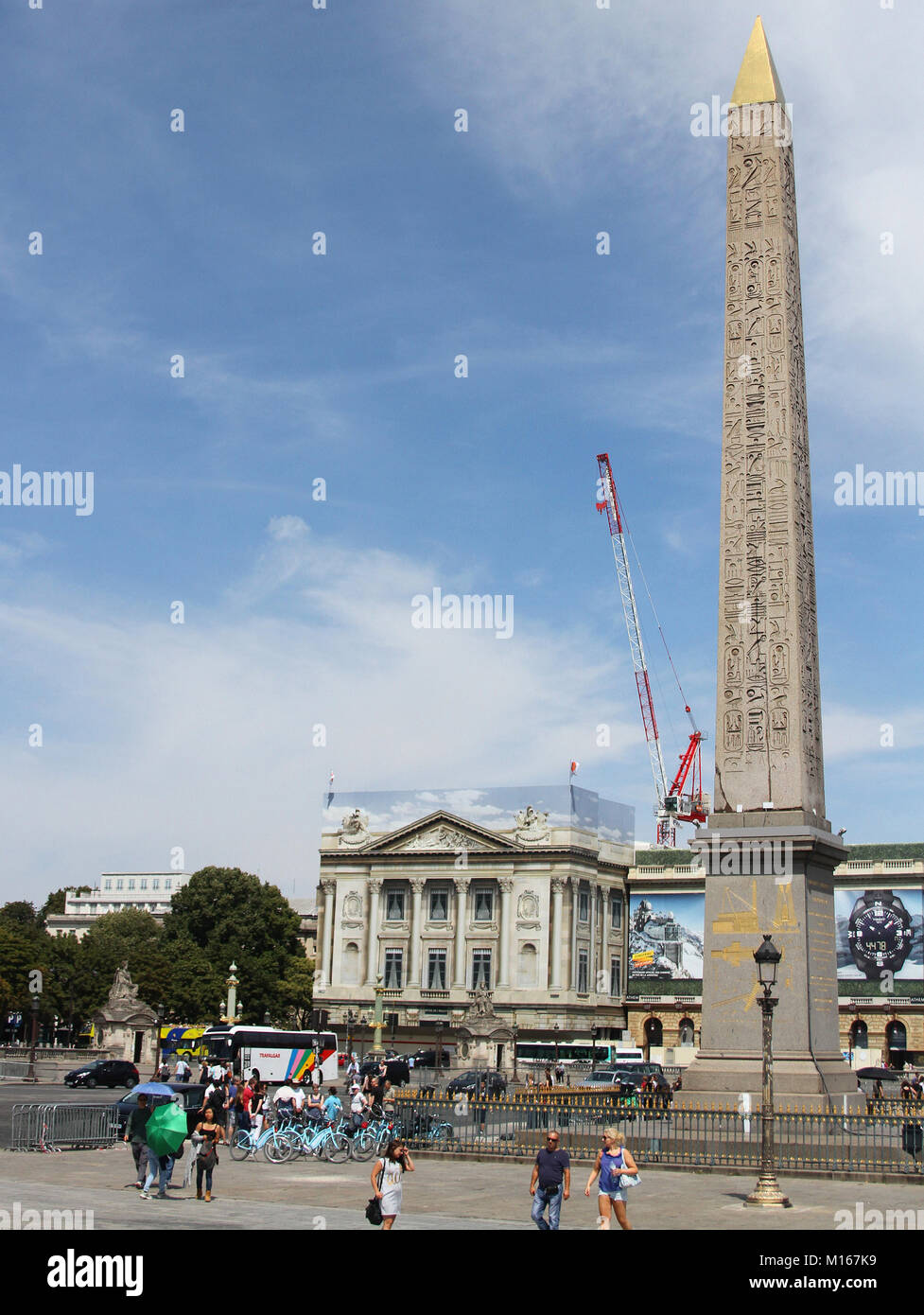 The Obelisk of Luxor at the center of the Place de la Concorde with ...