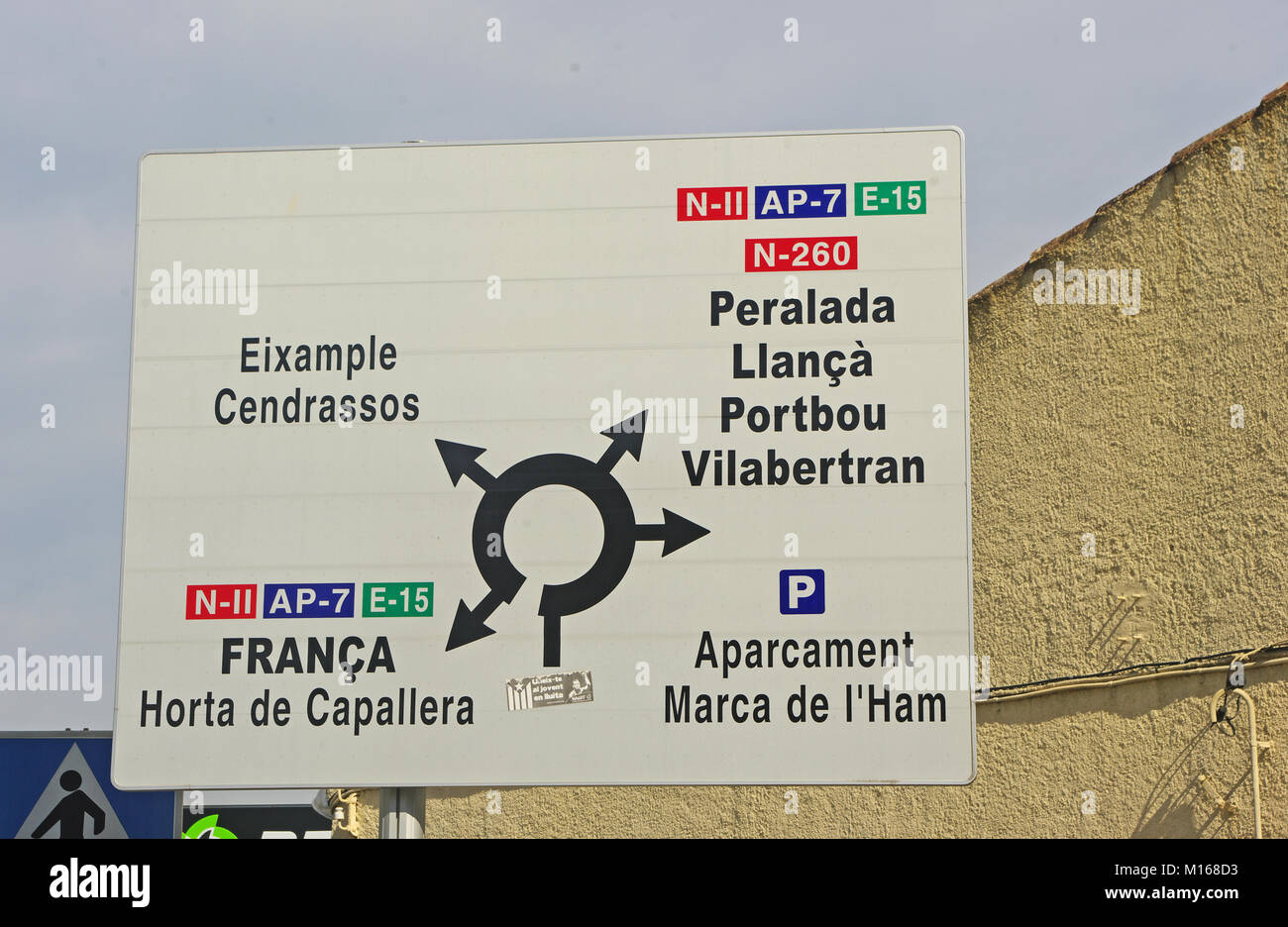 Barcelona, Road, Roundabout Sign, Figueres, Catalonia, Spain Stock ...
