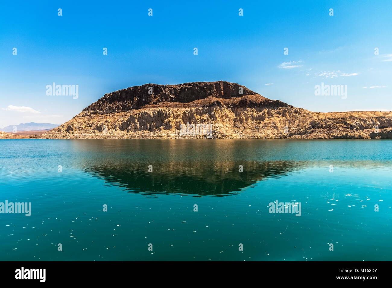 A big sedimentary rock formation alongside the Lake Mead, national ...