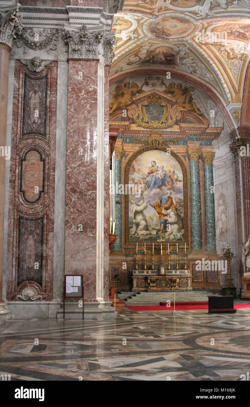An altar painting: Baptism of Jesus scene, Holy Mary in Heaven with the ...