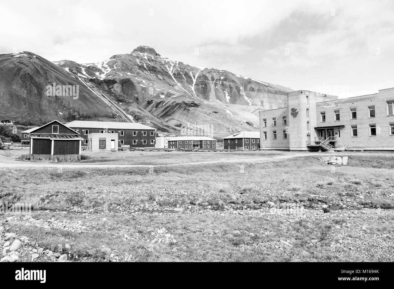 The abandoned russian mining town Pyramiden in Svalbard, Spitsbergen ...