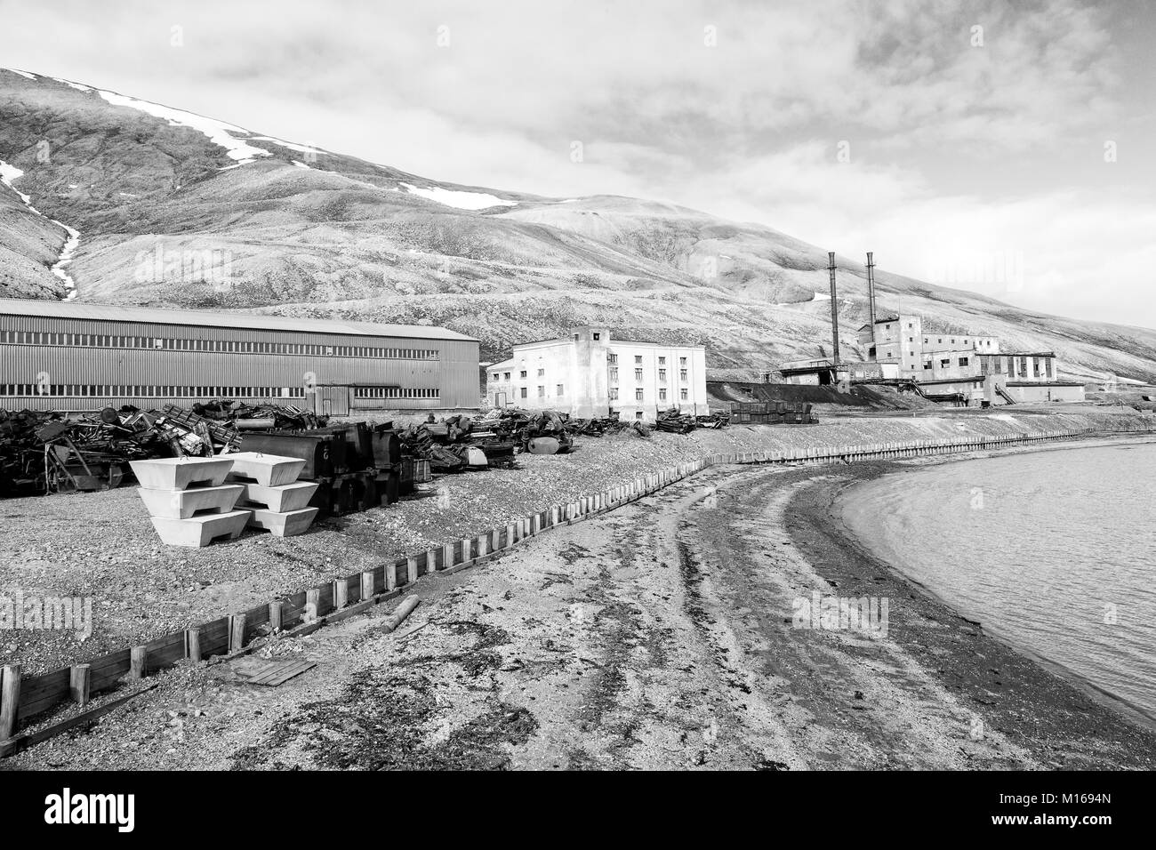 The abandoned russian mining town Pyramiden in Svalbard, Spitsbergen ...