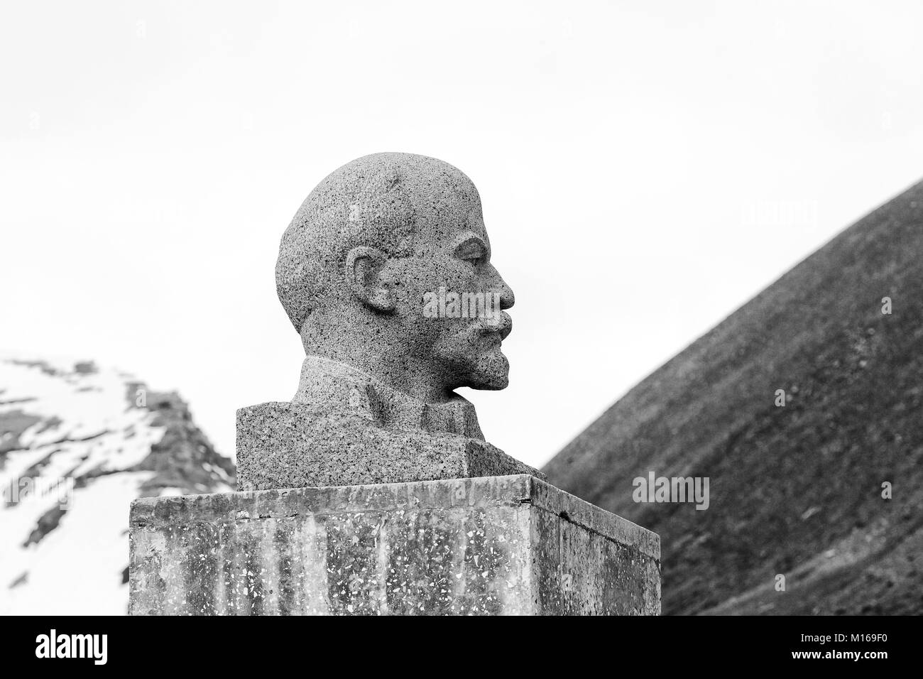 PYRAMIDEN, NORWAY - June 25, 2015: Exterior of the bust of Lenin at the ...