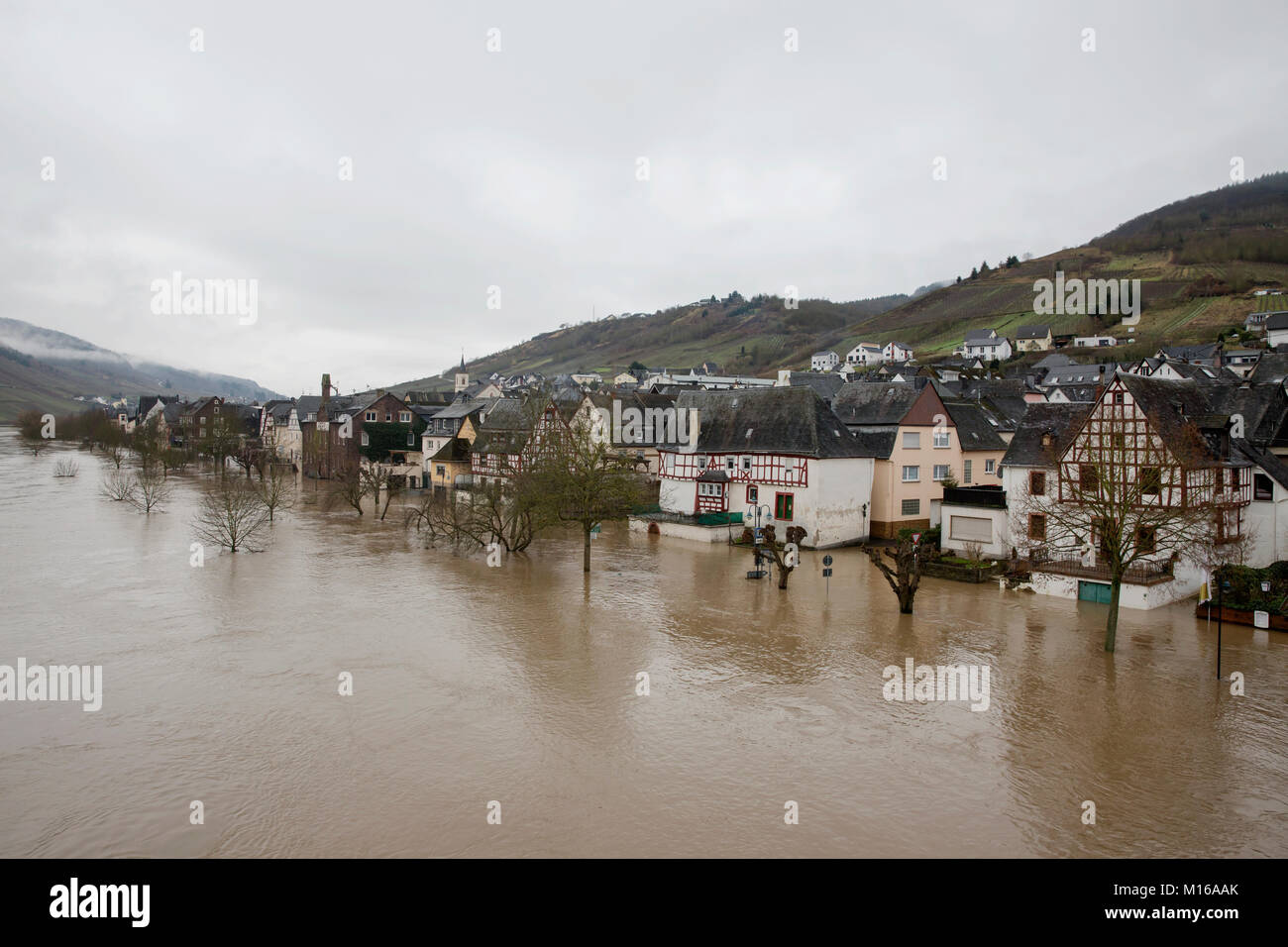 Floods on the Moselle, Reil, Rhineland-Palatinate, Germany Stock Photo ...
