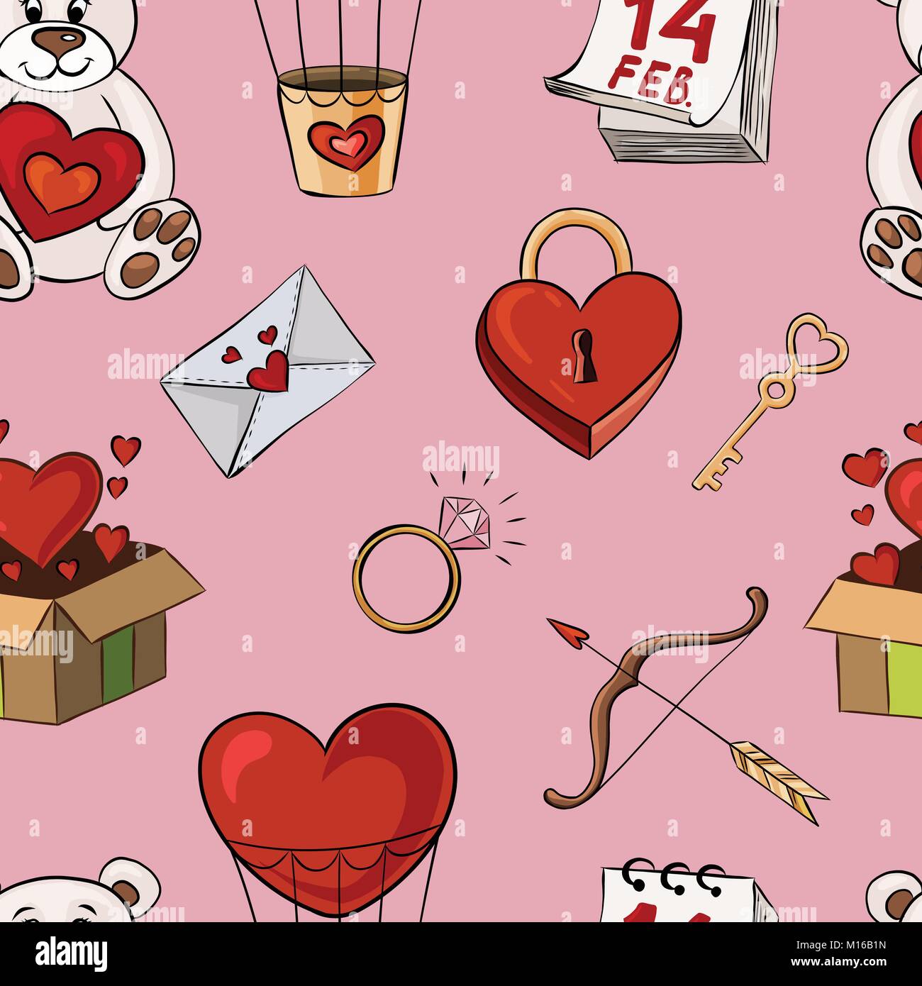 Vector illustration of a seamless pattern for Valentine's day Stock ...