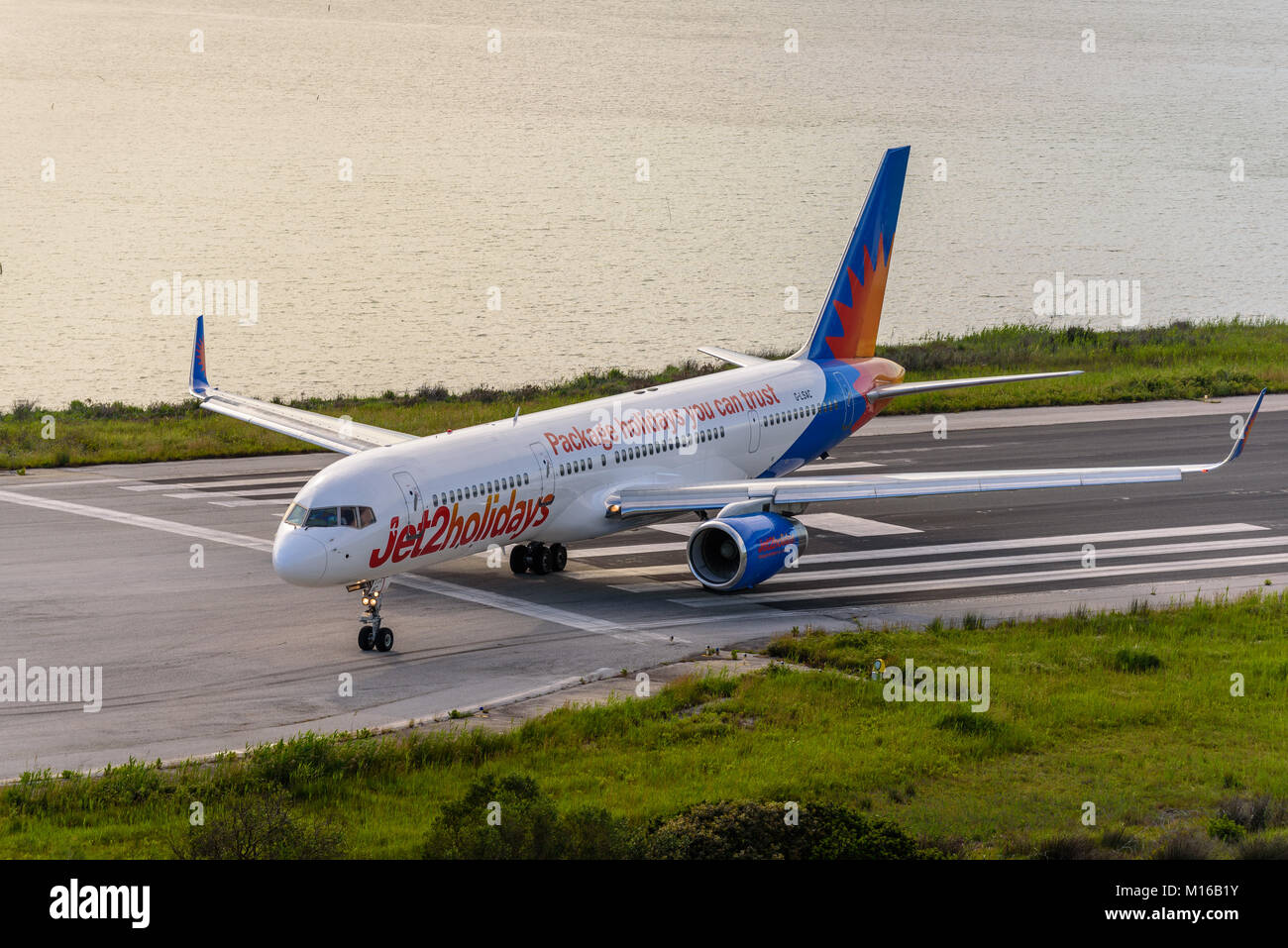 CORFU, GREECE - May 13, 2016: Aircraft Jet2 Boeing 757 (G-LSAK) on ...