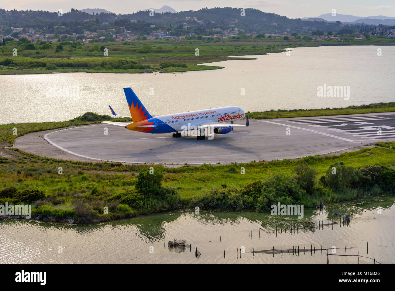 CORFU, GREECE - May 13, 2016: Aircraft Jet2 Boeing 757 (G-LSAK) on ...
