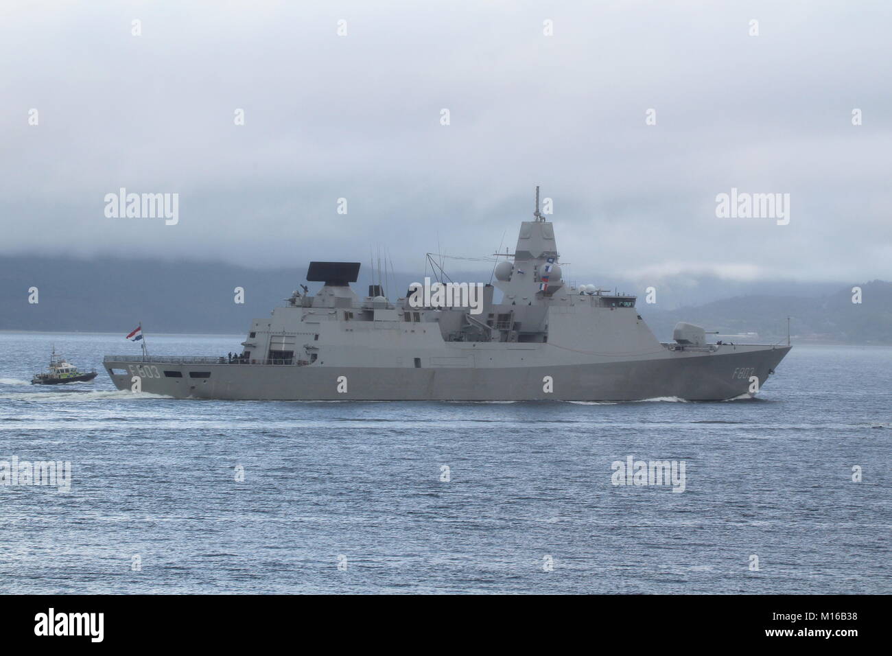 HNLMS Tromp (F803), a De Zeven Provincien-class frigate operated by the Royal Netherlands Navy ...