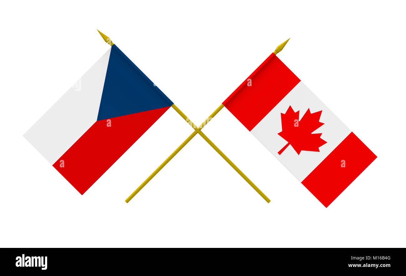 Flags of Czech Republic and Canada, 3d render, isolated on white Stock ...