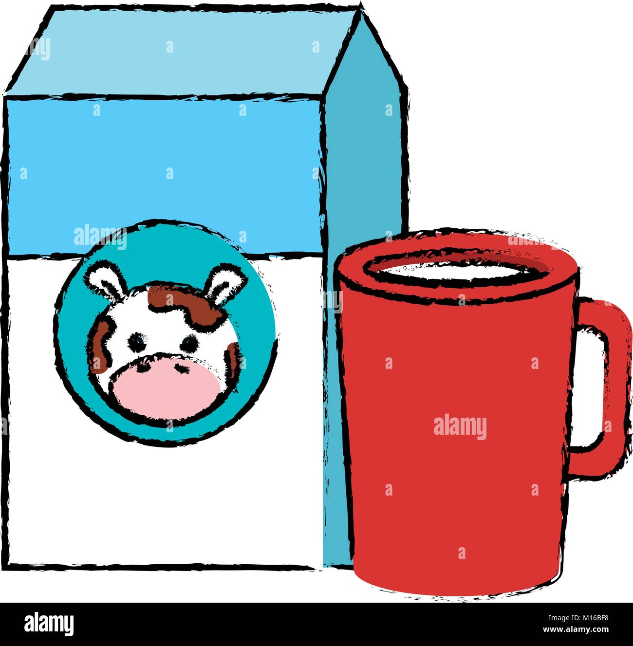 coffee cup with milk box vector illustration design Stock Vector Image ...