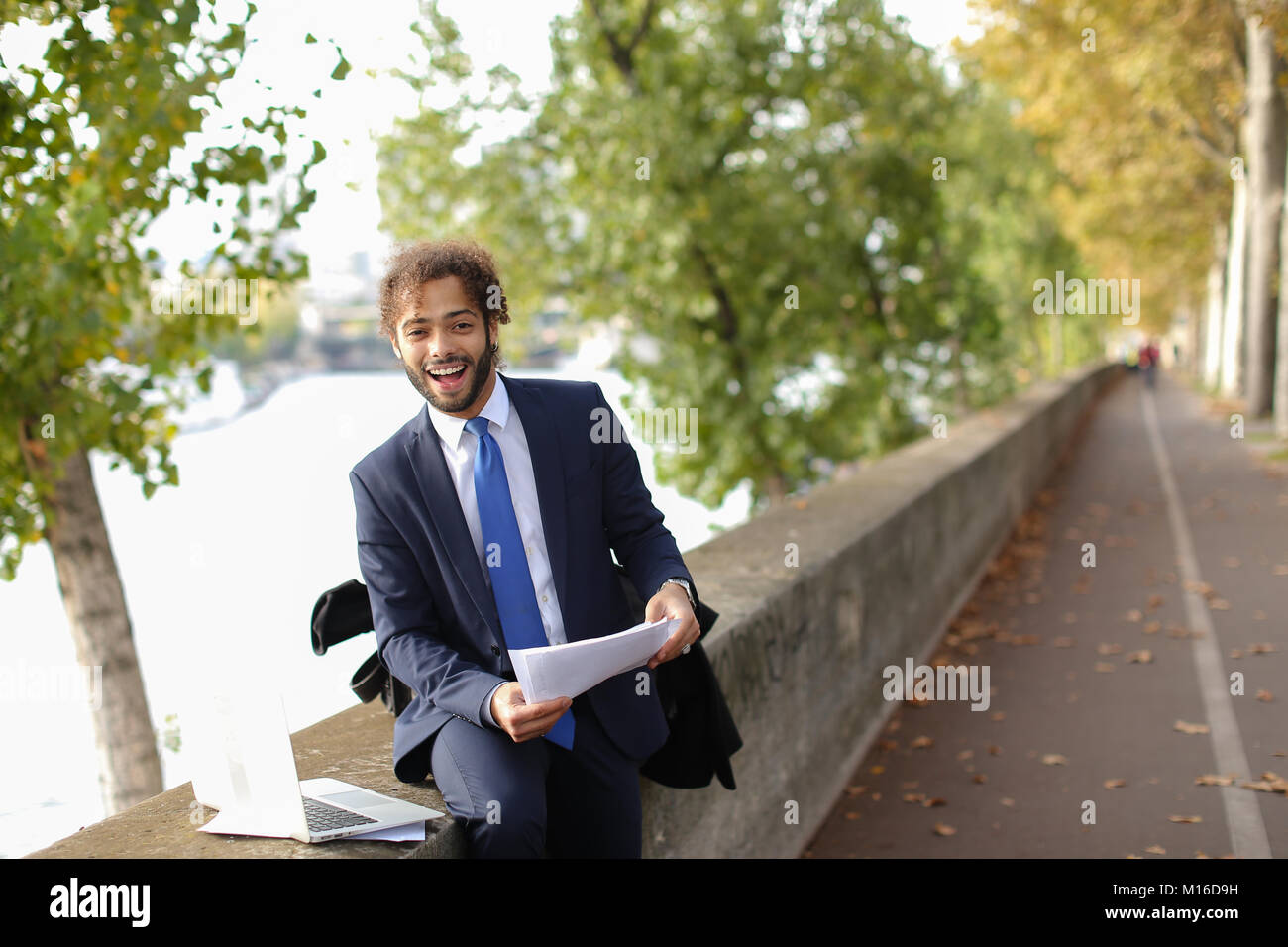 theatre actor preparing for performance with laptop near Stock Photo ...