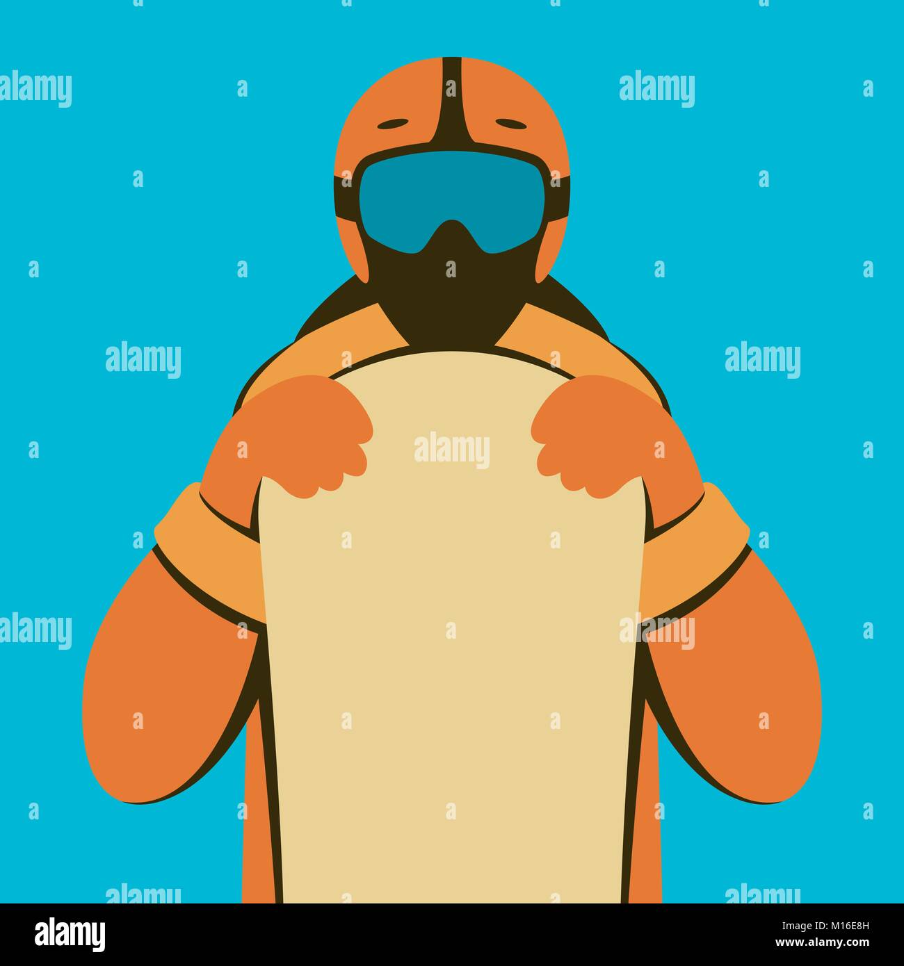 snowboarder in a helmet vector illustration flat style front view Stock ...