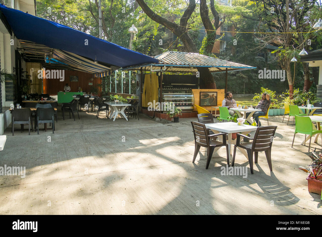 A typical restaurant and cafe in Koregaon Park in Pune, India Stock ...