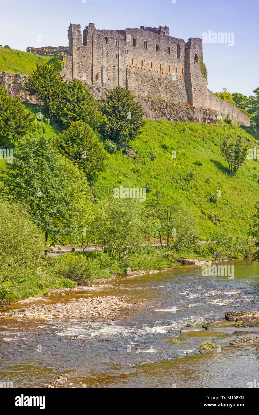 A view of the imposing Richmond Castle in Yorkshire, England, with the ...